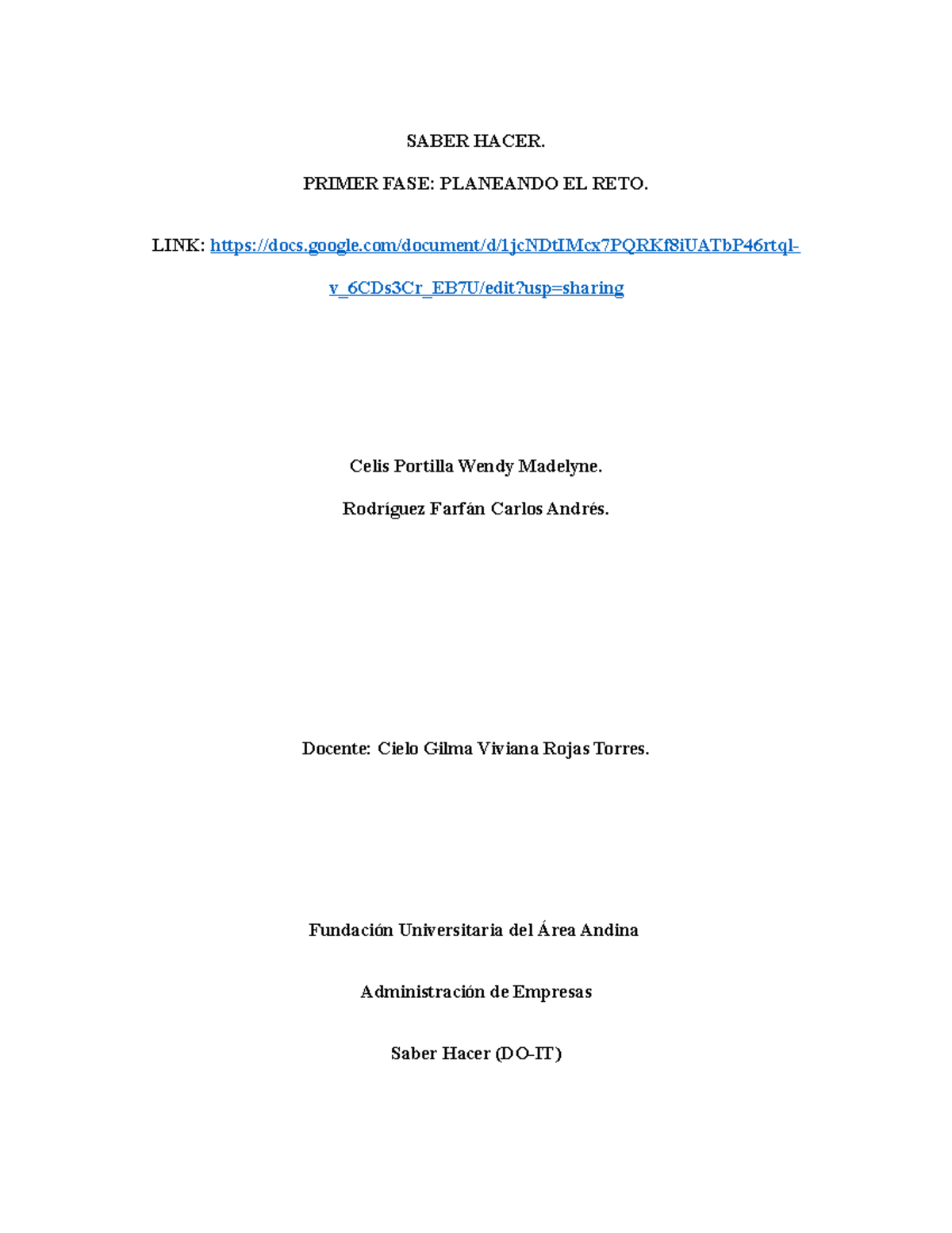 EJE -1 - Saber Hacer (DO-IT) - SABER HACER. PRIMER FASE: PLANEANDO EL ...