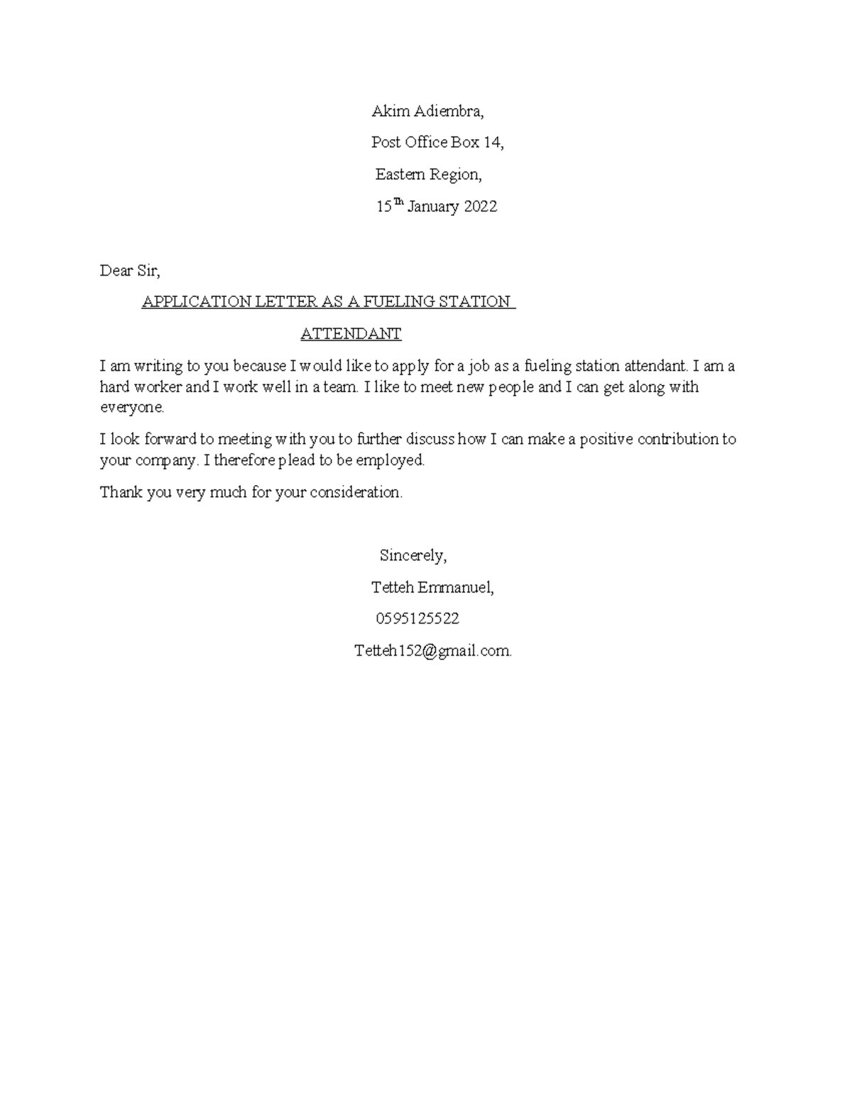 Tetteh - hhbh - Akim Adiembra, Post Office Box 14, Eastern Region, 15 ...