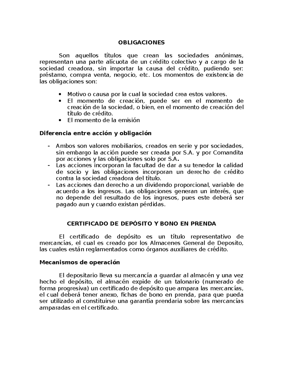 Titulos Y Operaciones De Crédito Obligaciones Son Aquellos Títulos