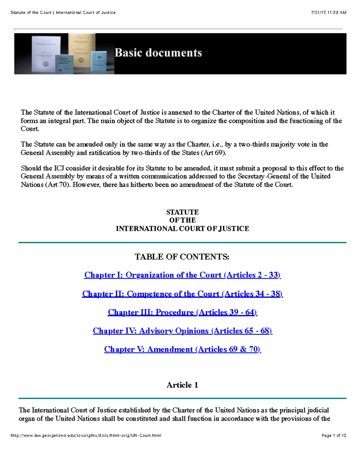 Statute OF THE International Court OF Justice - The Statute of the ...