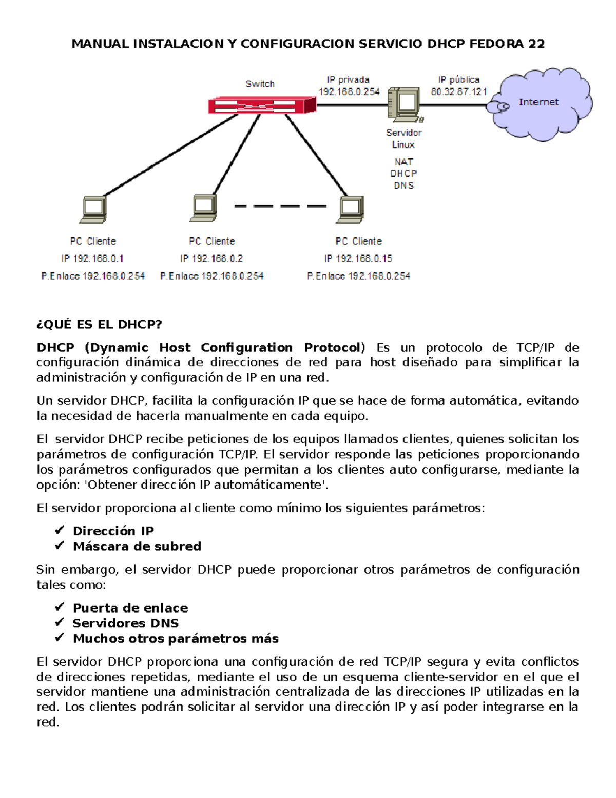 13 Manual DHCP V2 - MANUAL INSTALACION Y CONFIGURACION SERVICIO DHCP ...