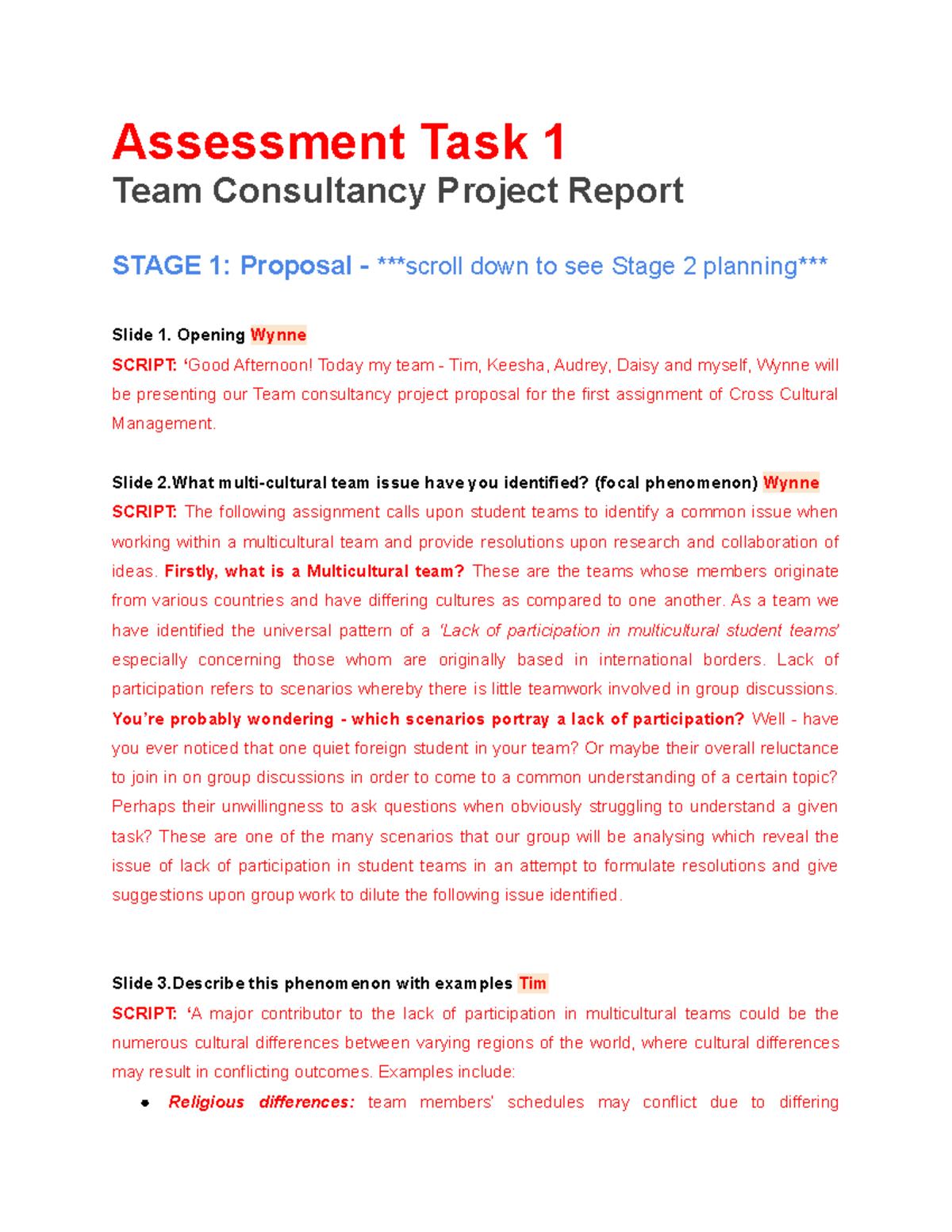 CCM Assignment 1 - Assessment Task 1 Team Consultancy Project Report ...