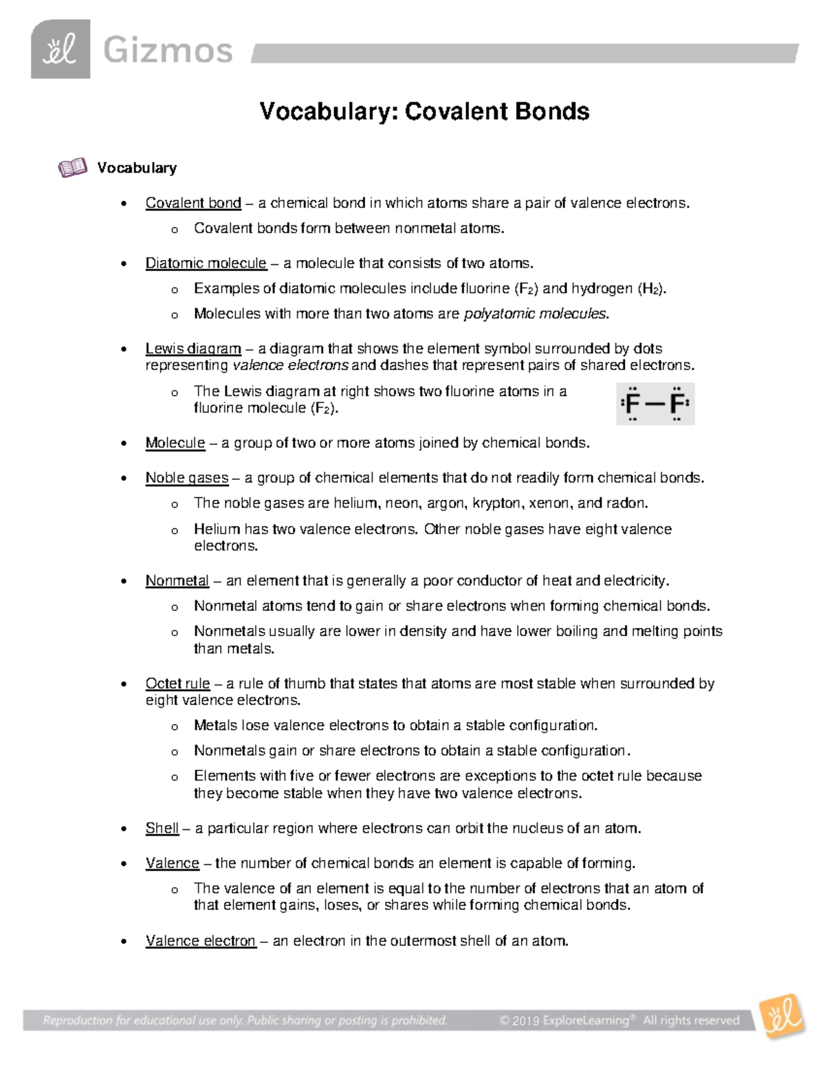Covalent Bonds Vocab - Boyle's Law and Charles's Law - 2019 Vocabulary ...
