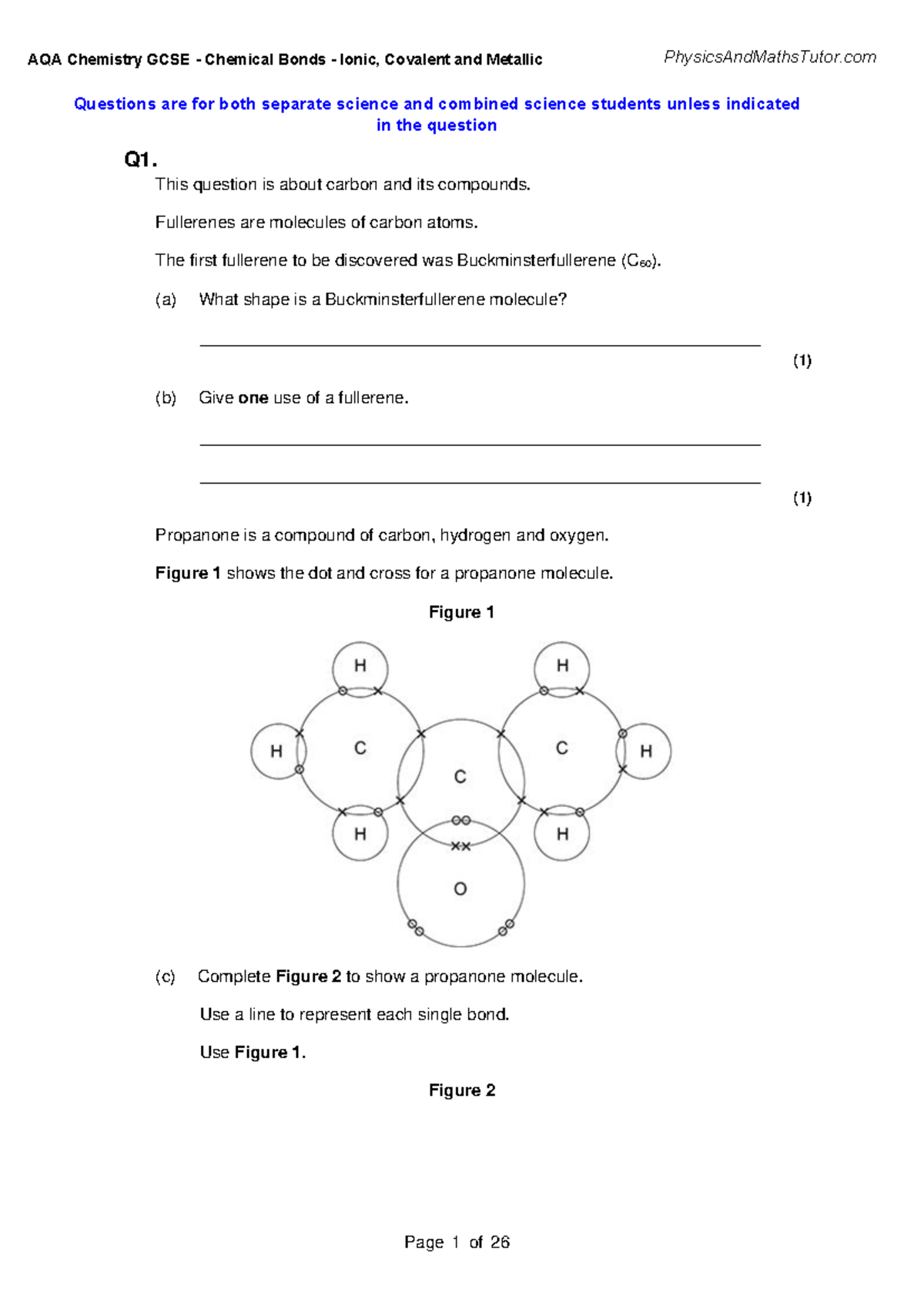 2.1 Chemical Bonds - Ionic, Covalent and Metallic QP - Q1. This ...