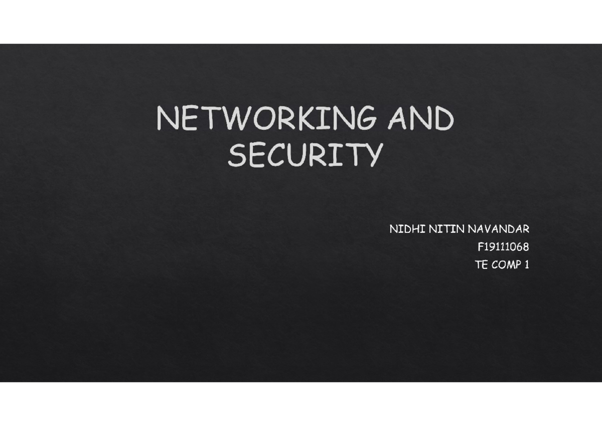 Networking and security - professional degree course - Studocu