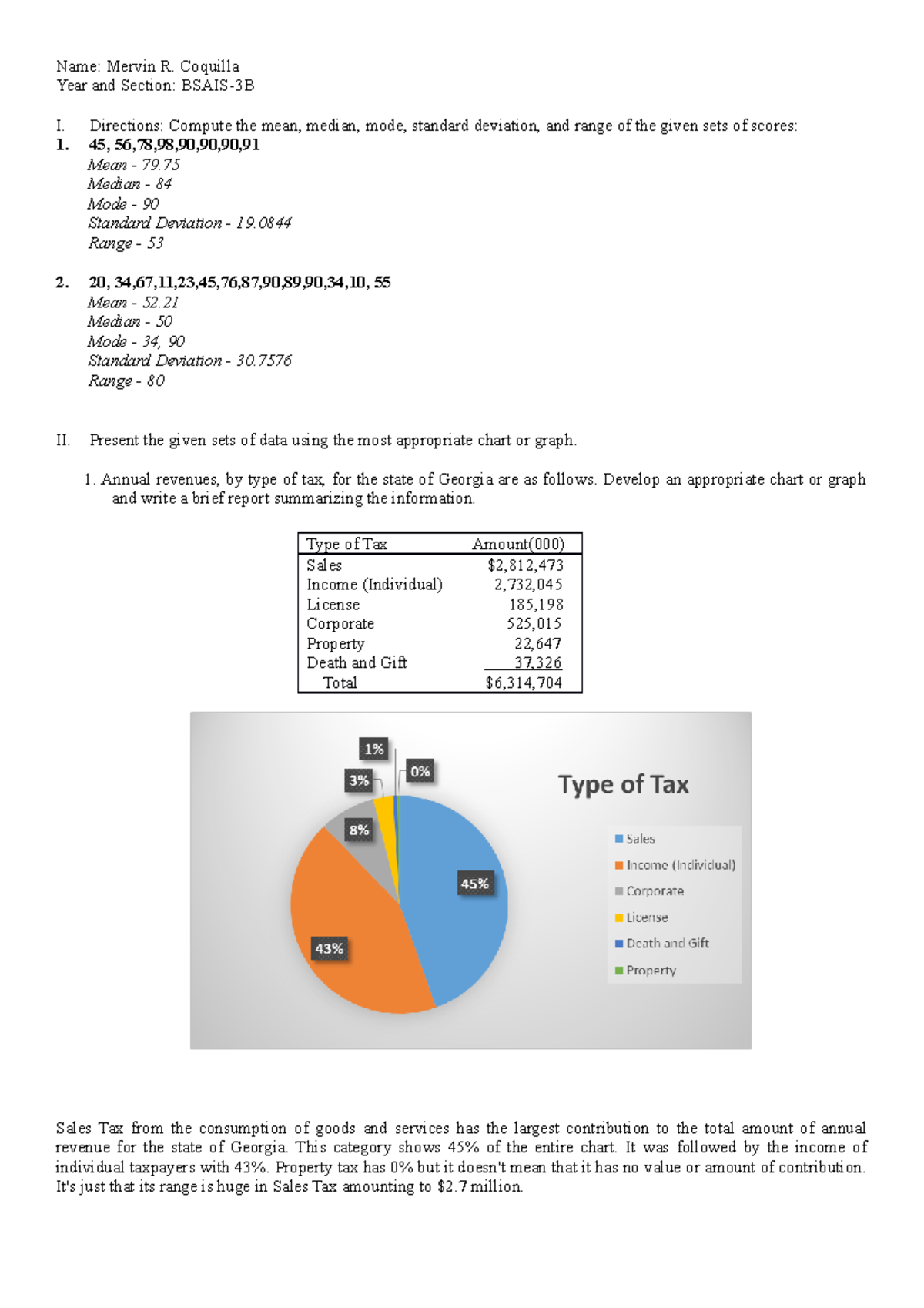 Statistic Learning Task 3 - Name: Mervin R. Coquilla Year and Section ...
