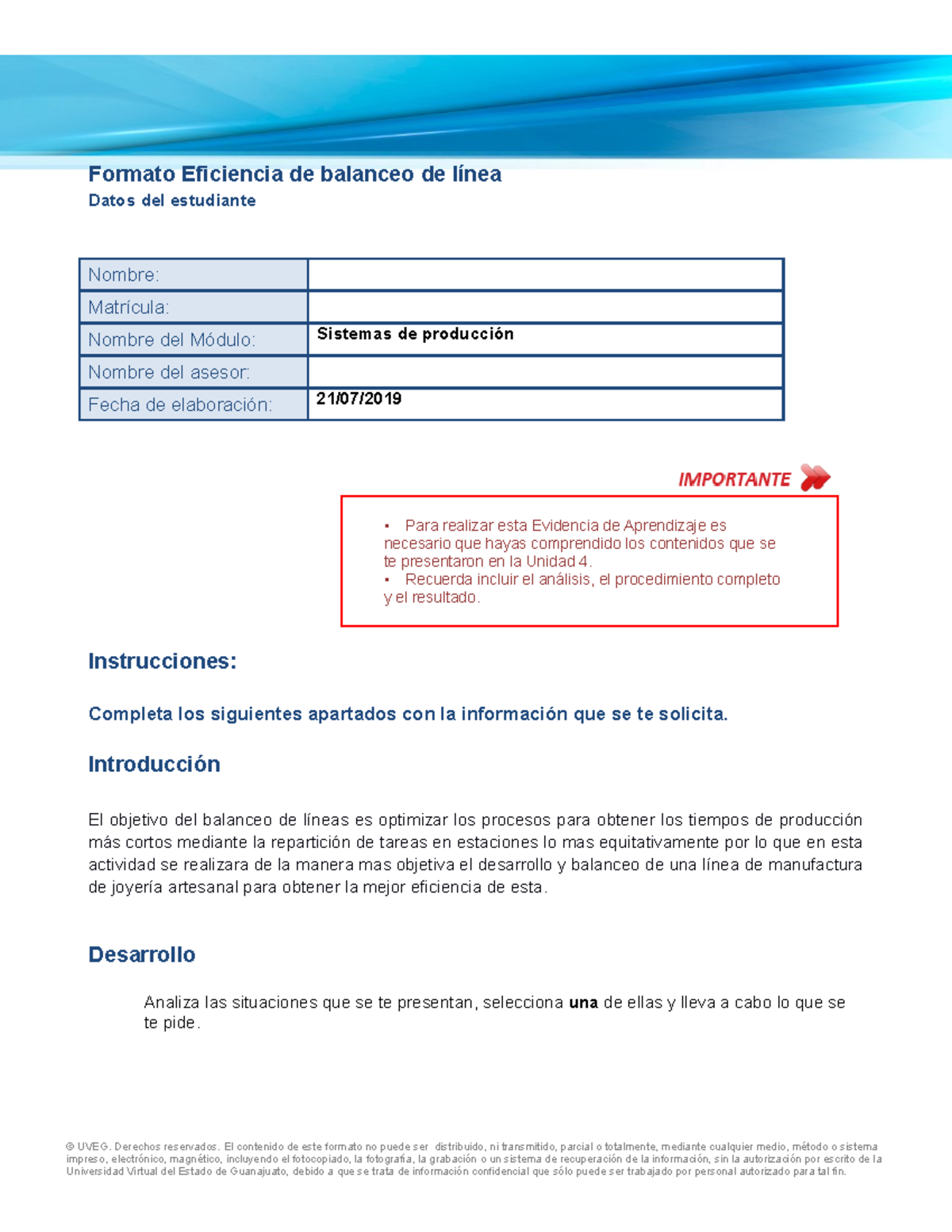 Balanceo sistamas de manufactura - Formato Eficiencia de balanceo de ...