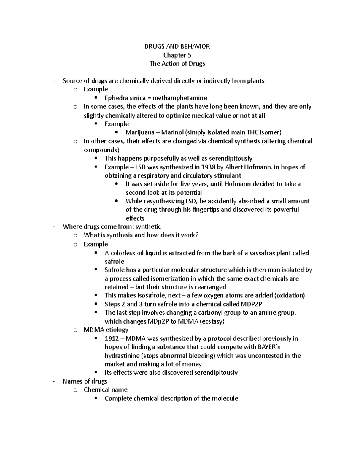 CH 5 - THE Action OF Drugs - DRUGS AND BEHAVIOR Chapter 5 The Action of ...