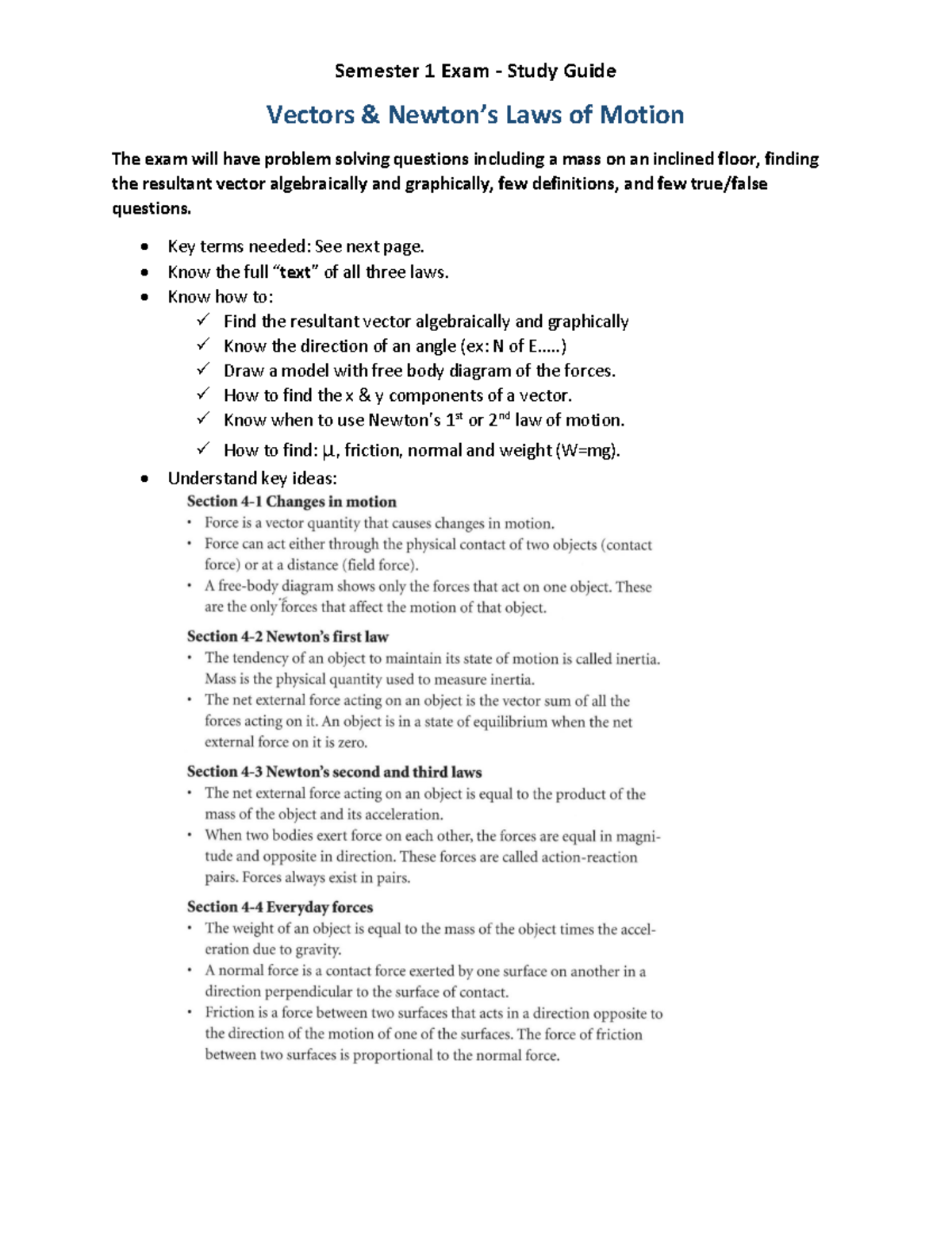 FInal exam study guide-sem1 22-23 - Semester 1 Exam - Study Guide ...