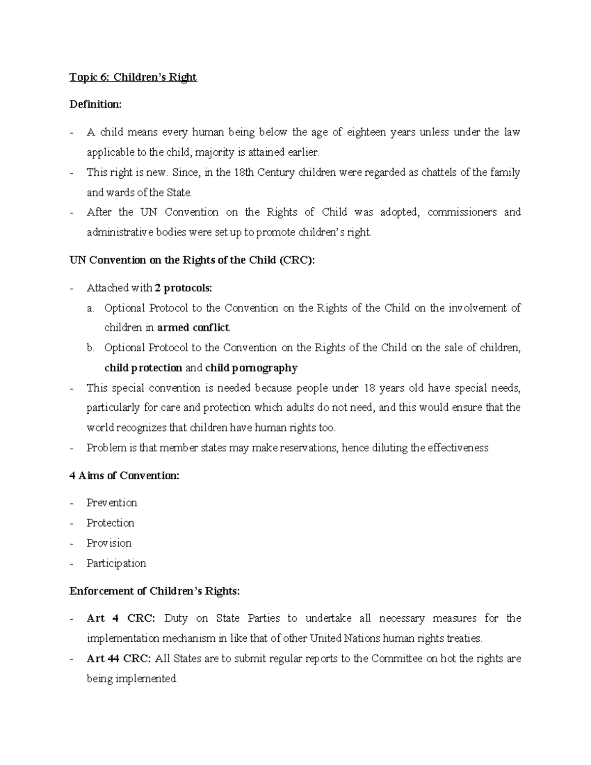 Topic 6 Children Rights - Topic 6: Children’s Right Definition: A child ...