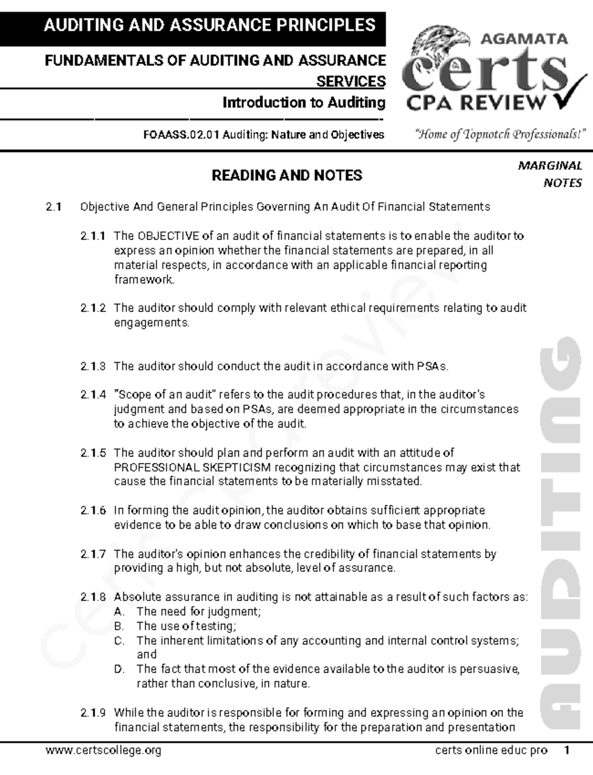 Introduction to auditing - certscollege certs online educ pro 1 ...