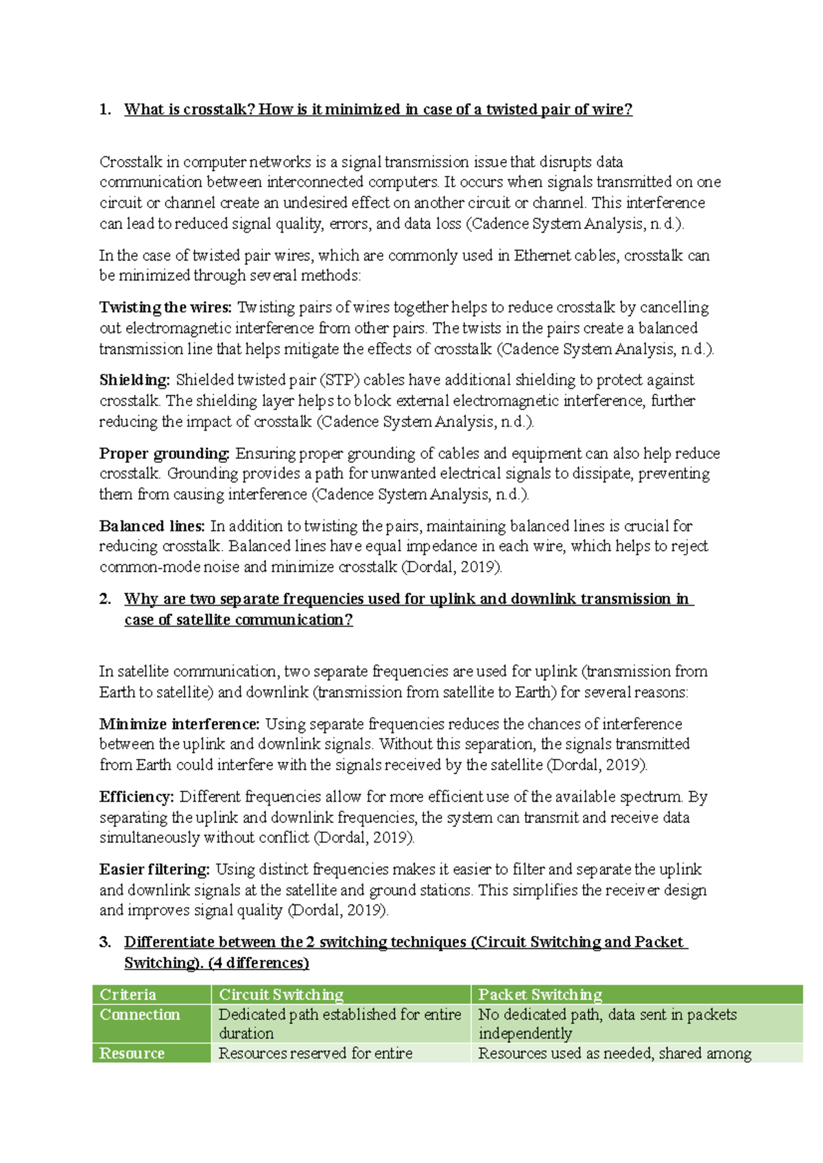 Cs2204 Written Assignment Unit 2 What Is Crosstalk How Is It Minimized In Case Of A Twisted