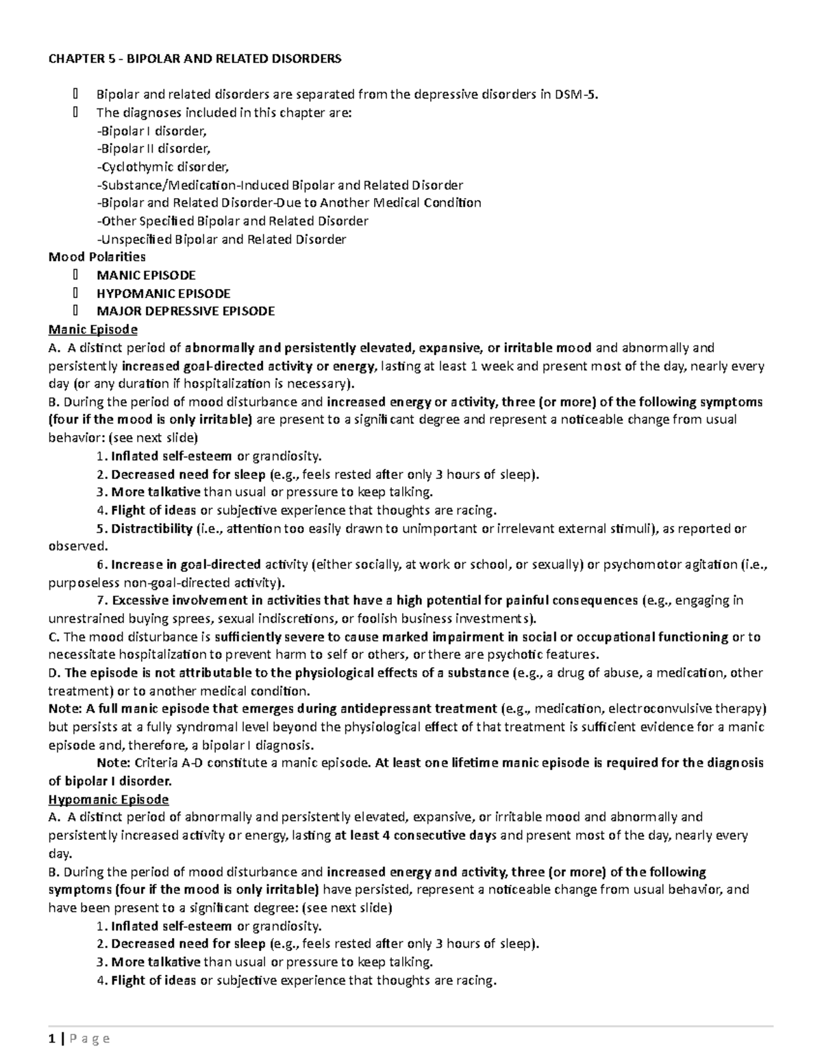 Chapter 5 Bipolar AND Related Disorder - CHAPTER 5 BIPOLAR AND RELATED ...