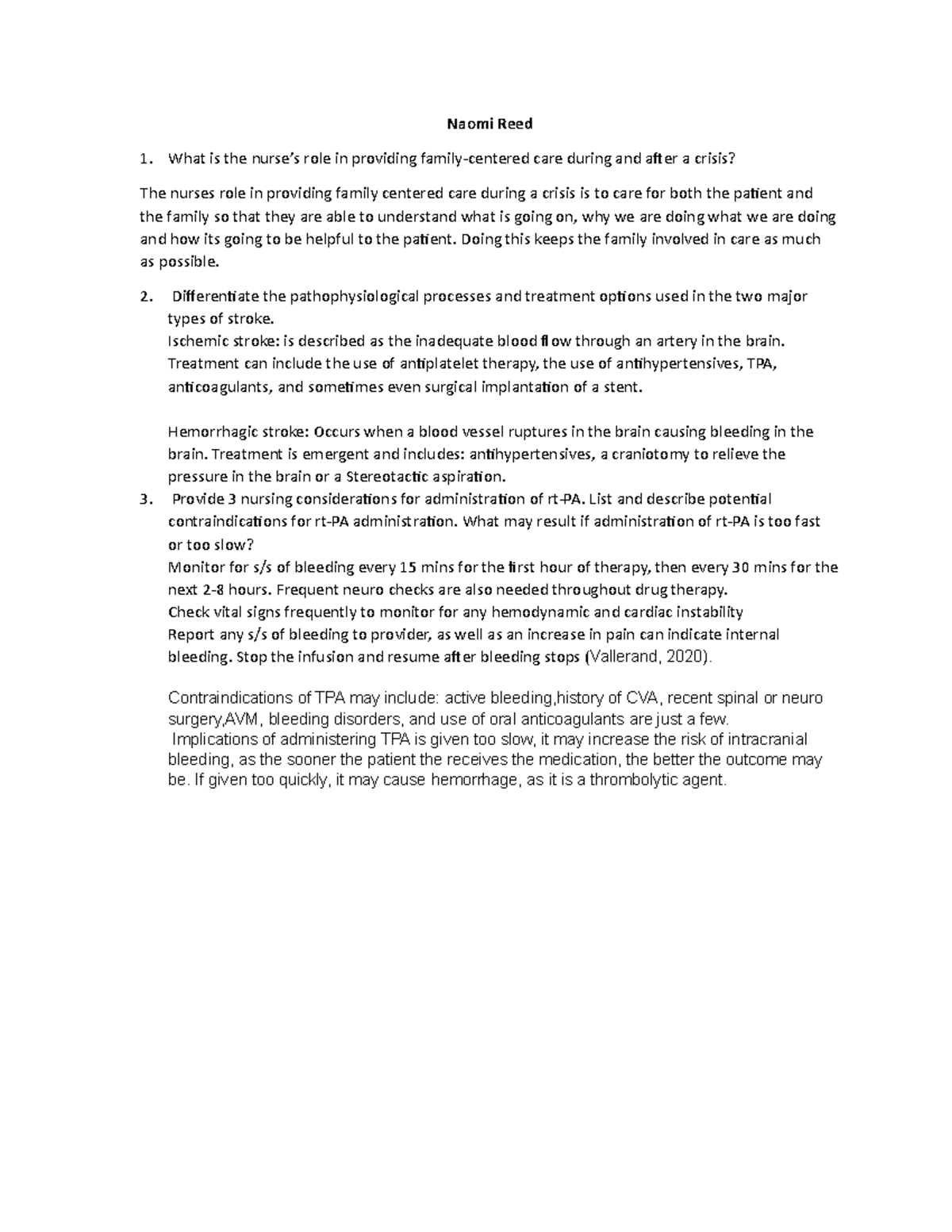 Naomi Reed Sim - Naomi Reed What is the nurse’s role in providing ...