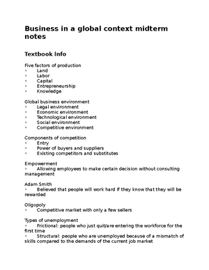 Business in a global context ch 5 notes - Ethics: They are accepted ...