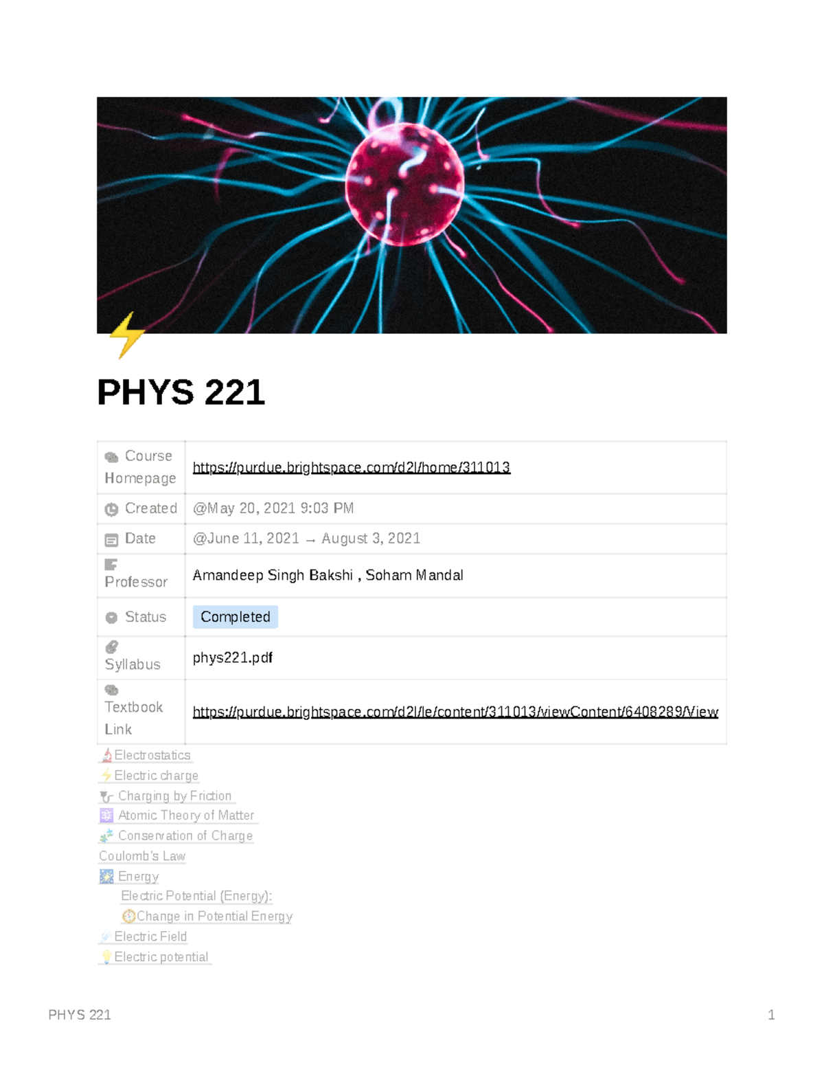 PHYS 221 - Electricity, light, and modern physics, for students not ...