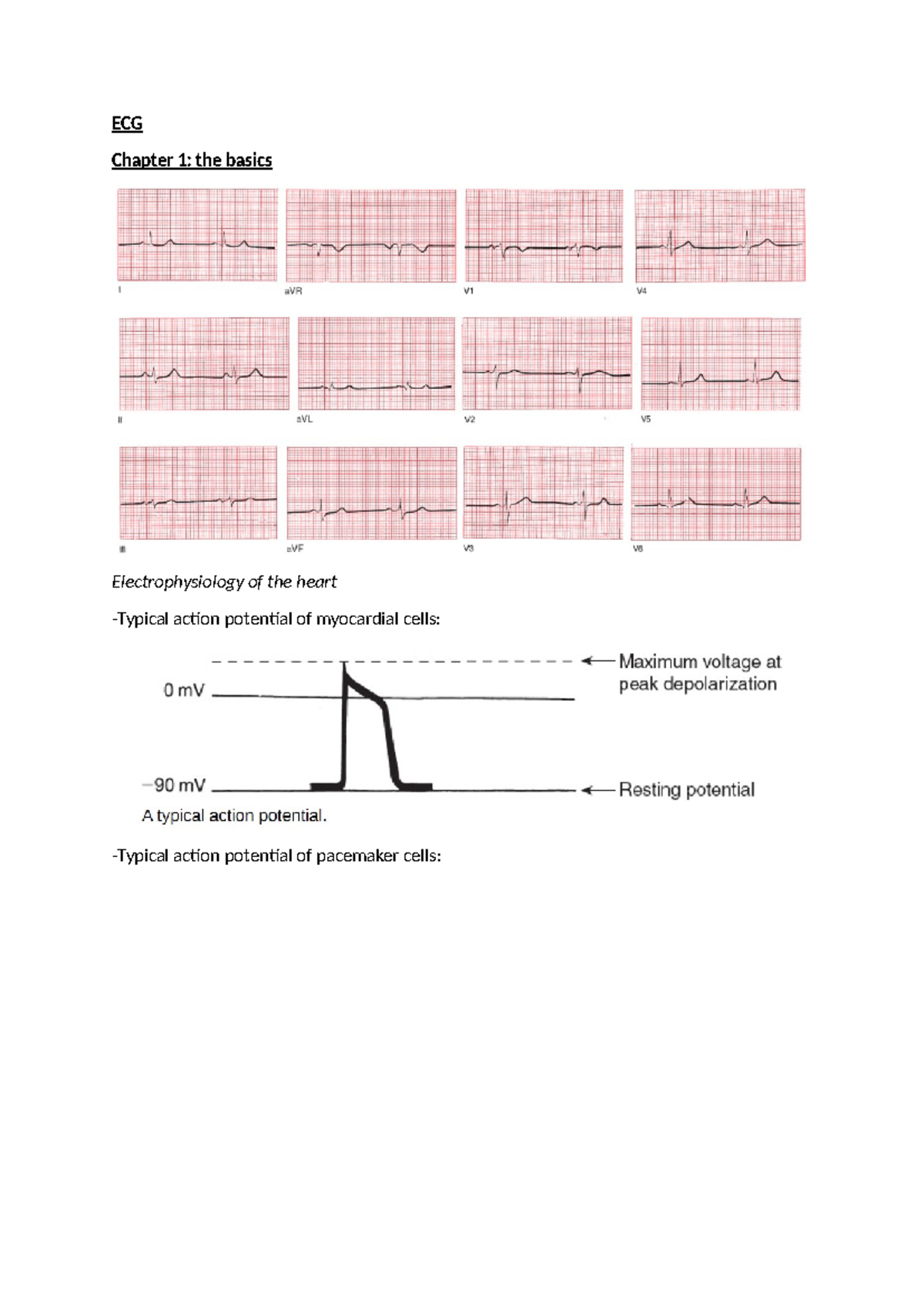 ECG - ECG Chapter 1: the basics Electrophysiology of the heart -Typical ...