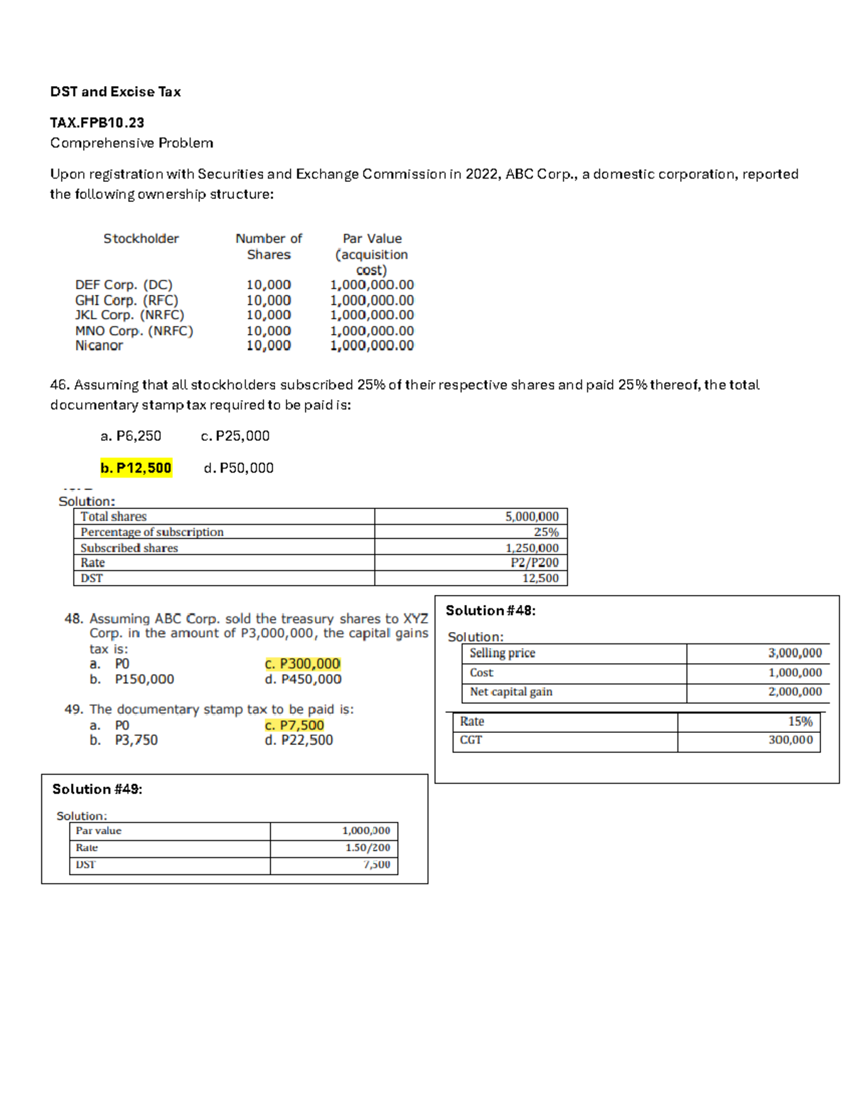 3-DST and Excise Tax - This is my drill compilation. - DST and Excise ...