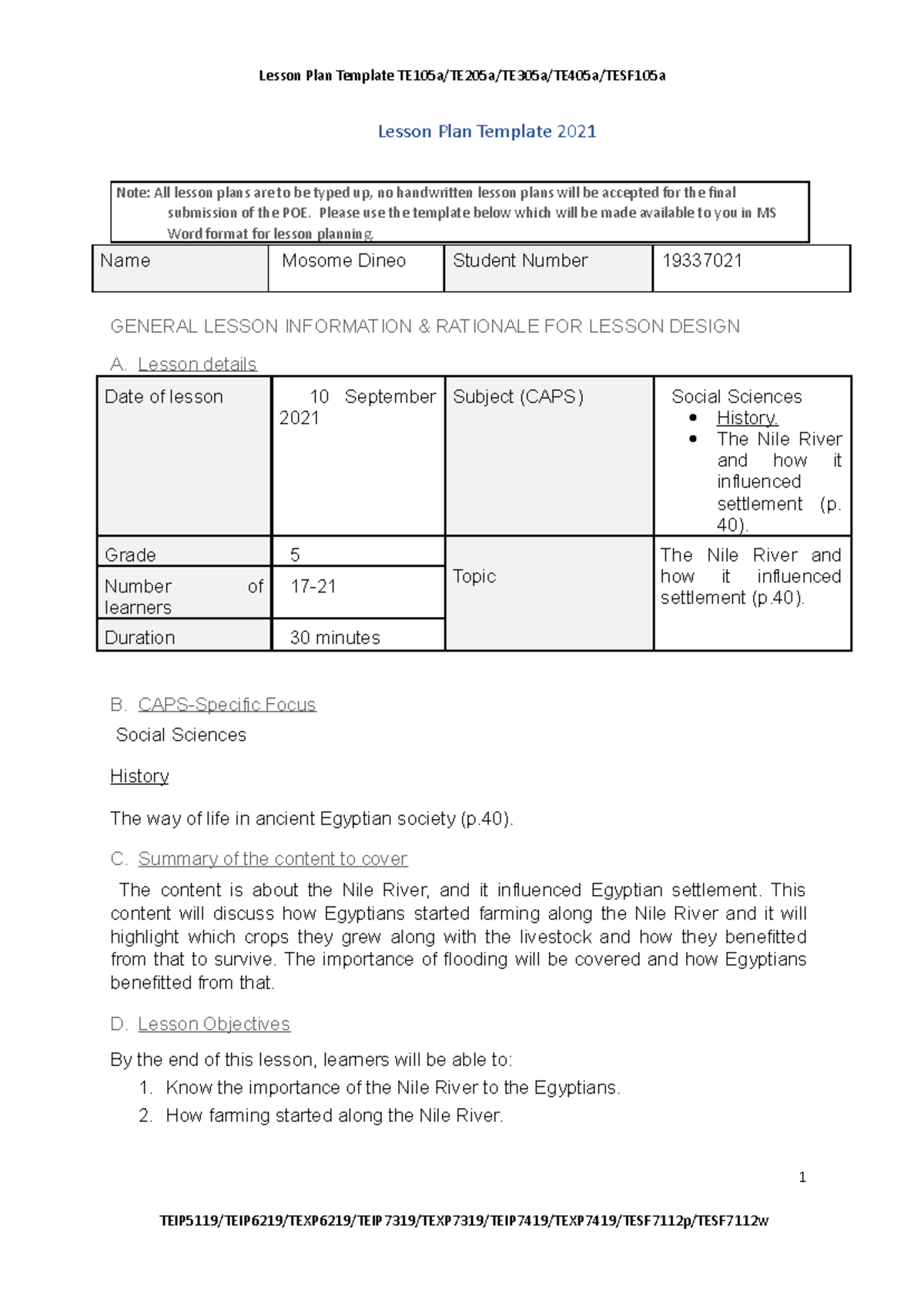 Lesson plan presentation - Lesson Plan Template 2021 Note: All lesson ...