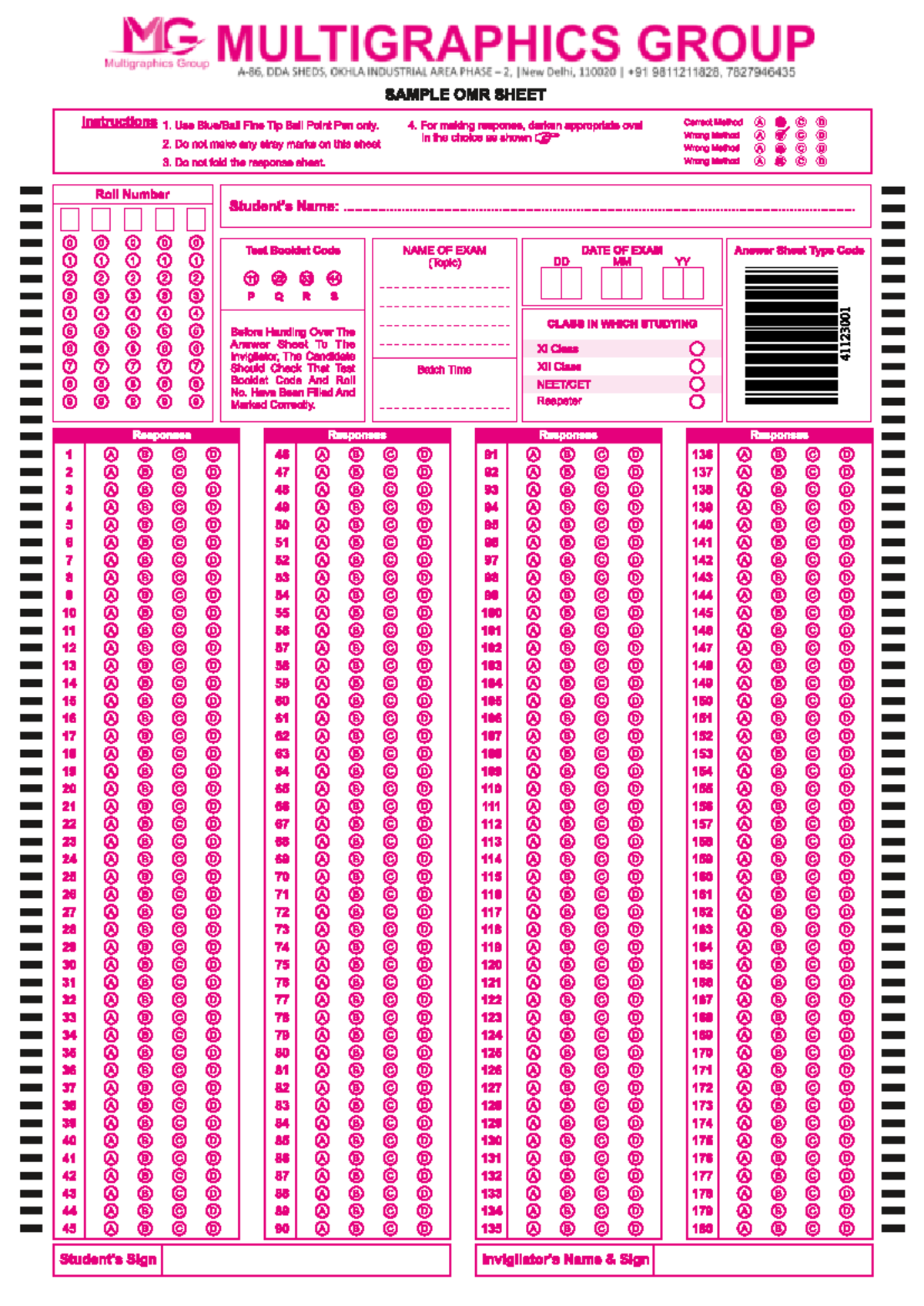 180 Q omr - Good - MG MULTIGRAPHICS GROUP Multigraphics Group A-86, DDA ...
