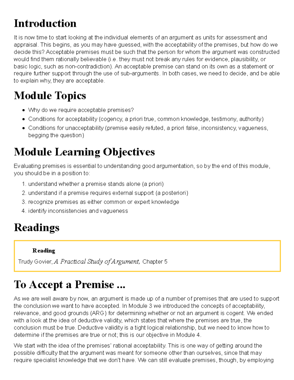 CPHL214, Module 4 - Introduction - Introduction It is now time to start ...