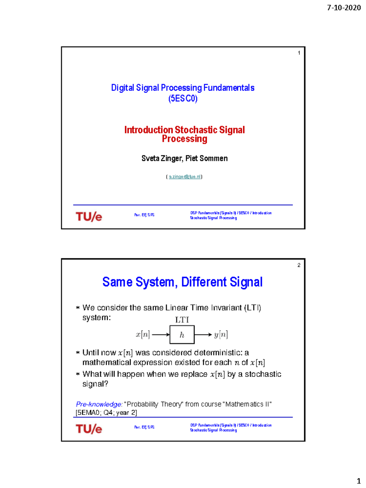 10 Stochastic Signals - Warning: TT: undefined function: 32 1 DSP Fundamentals (Signals II ...