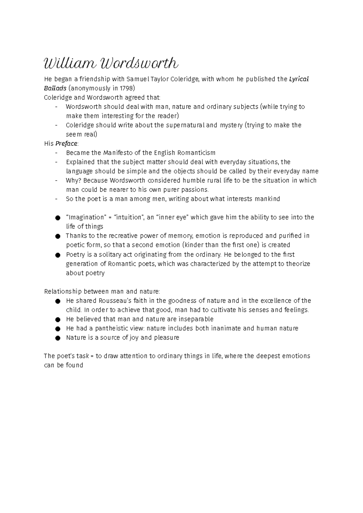 William Wordsworth - So the poet is a man among men, writing about what ...