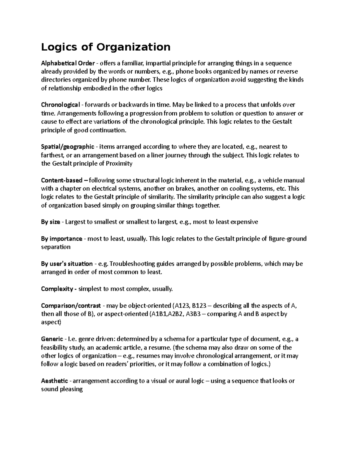 Logics of Organization - Logics of Organization Alphabetical - Studocu