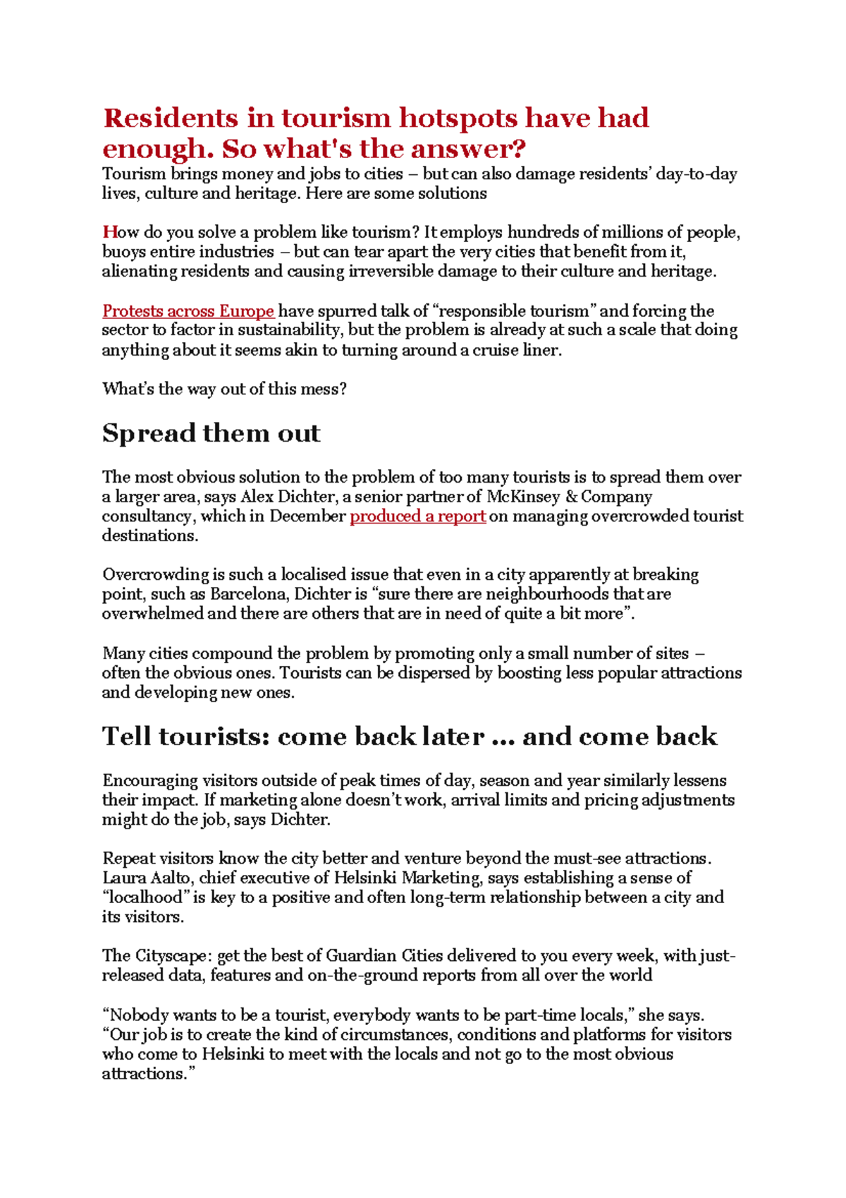 Sustainable tourism article - English - Residents in tourism hotspots ...