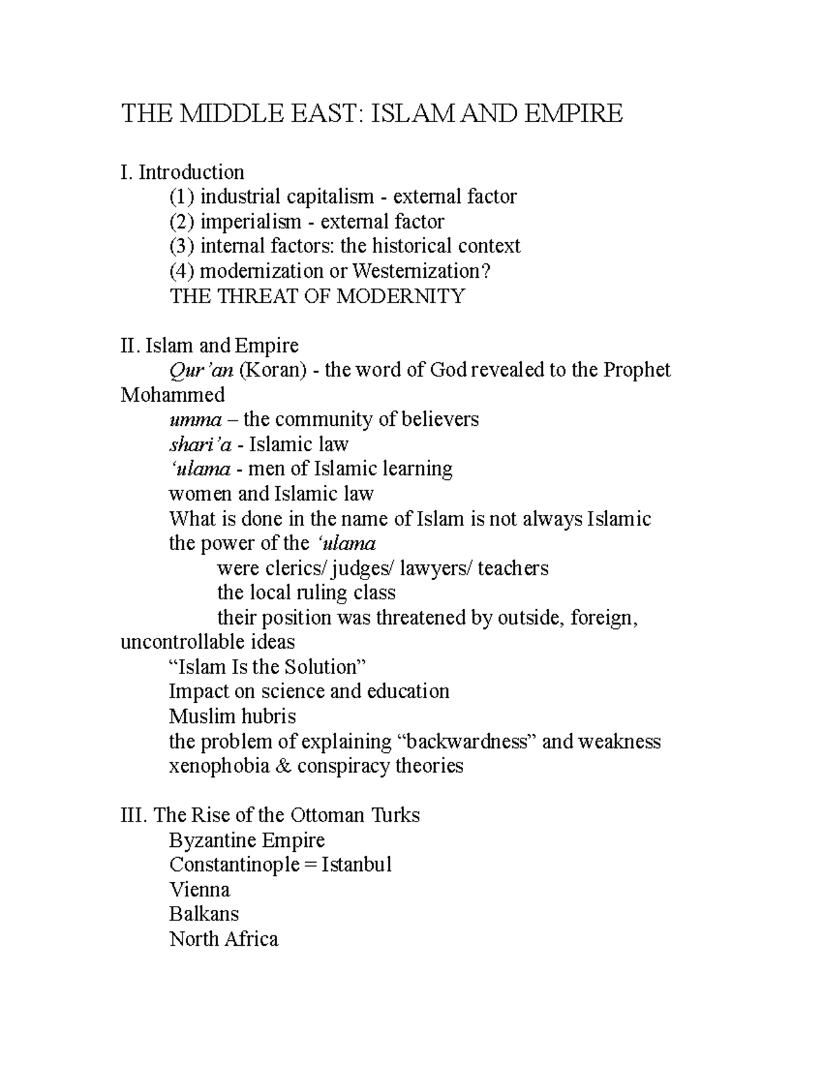 THE Middle EAST Islam and Empire.17 - THE MIDDLE EAST: ISLAM AND EMPIRE ...