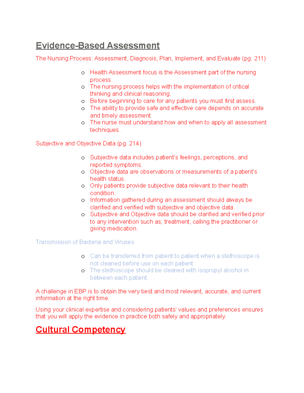 Module 1 Course Outline - Evidence-Based Assessment The Nursing Process ...