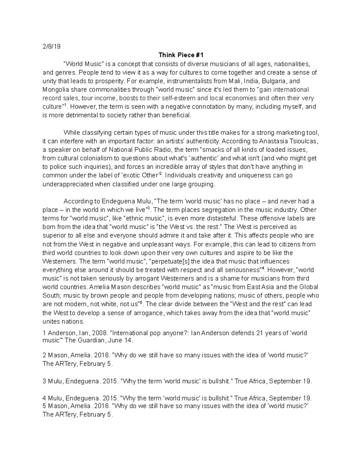 World Music Think Piece - 2/8/ Think Piece # “World Music” is a concept ...