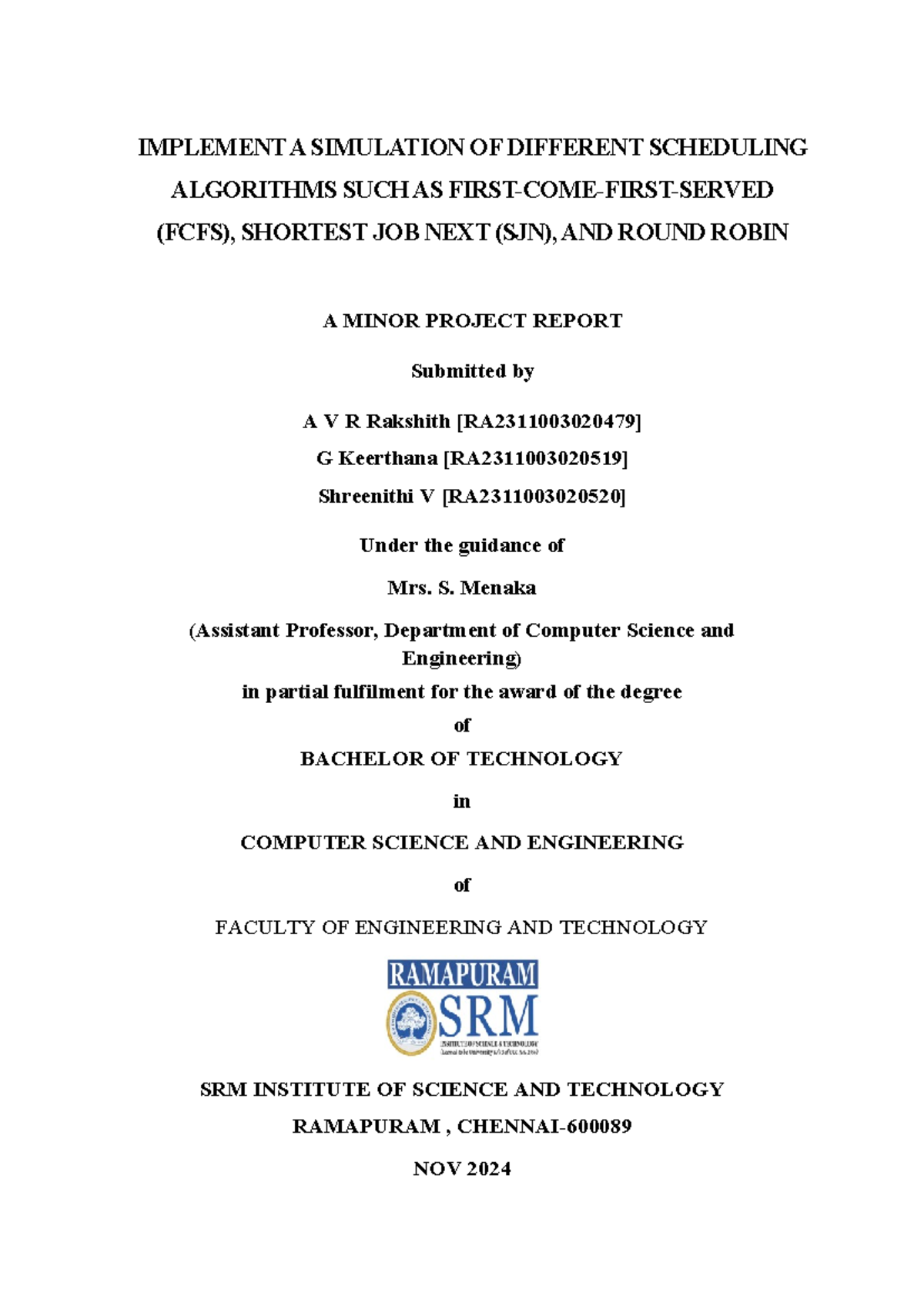 Mini project report template - IMPLEMENT A SIMULATION OF DIFFERENT ...