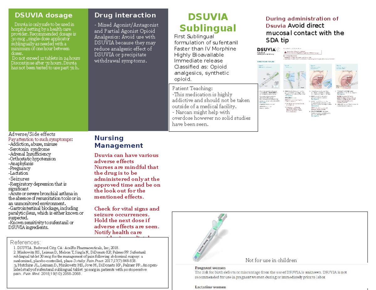 medication brochure dsuvia - DSUVIA dosage Dsuvia is only safe to be ...