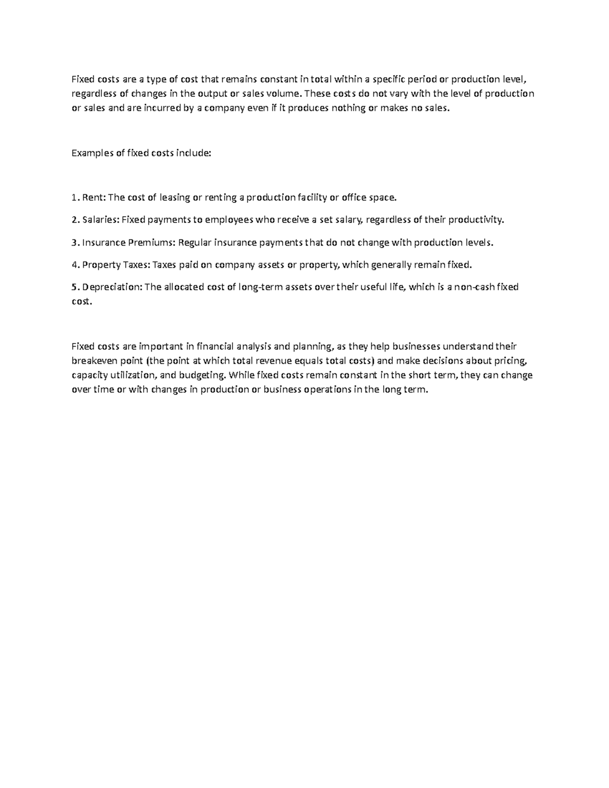 Fixed Cost - A cost material - Fixed costs are a type of cost that ... Fixed Cost - A cost material - Fixed costs are a type of cost that ...