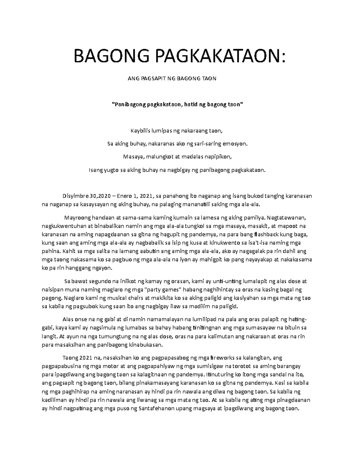 Bagong- Pagkakataon - Hagsvsbsnajak - BAGONG PAGKAKATAON: ANG PAGSAPIT ...