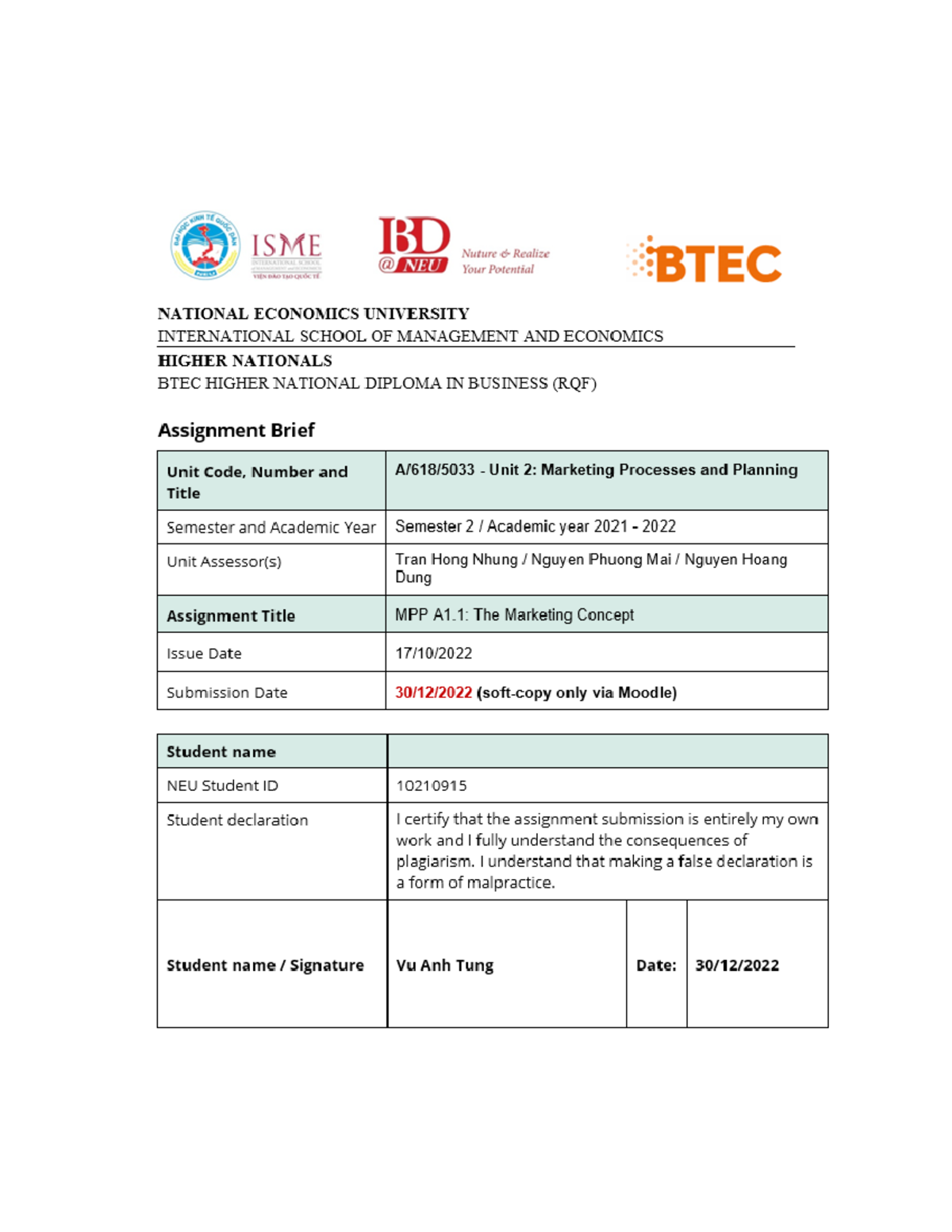 MPP Assignment A1.1 - Task I: The definition of Marketing and how it is ...