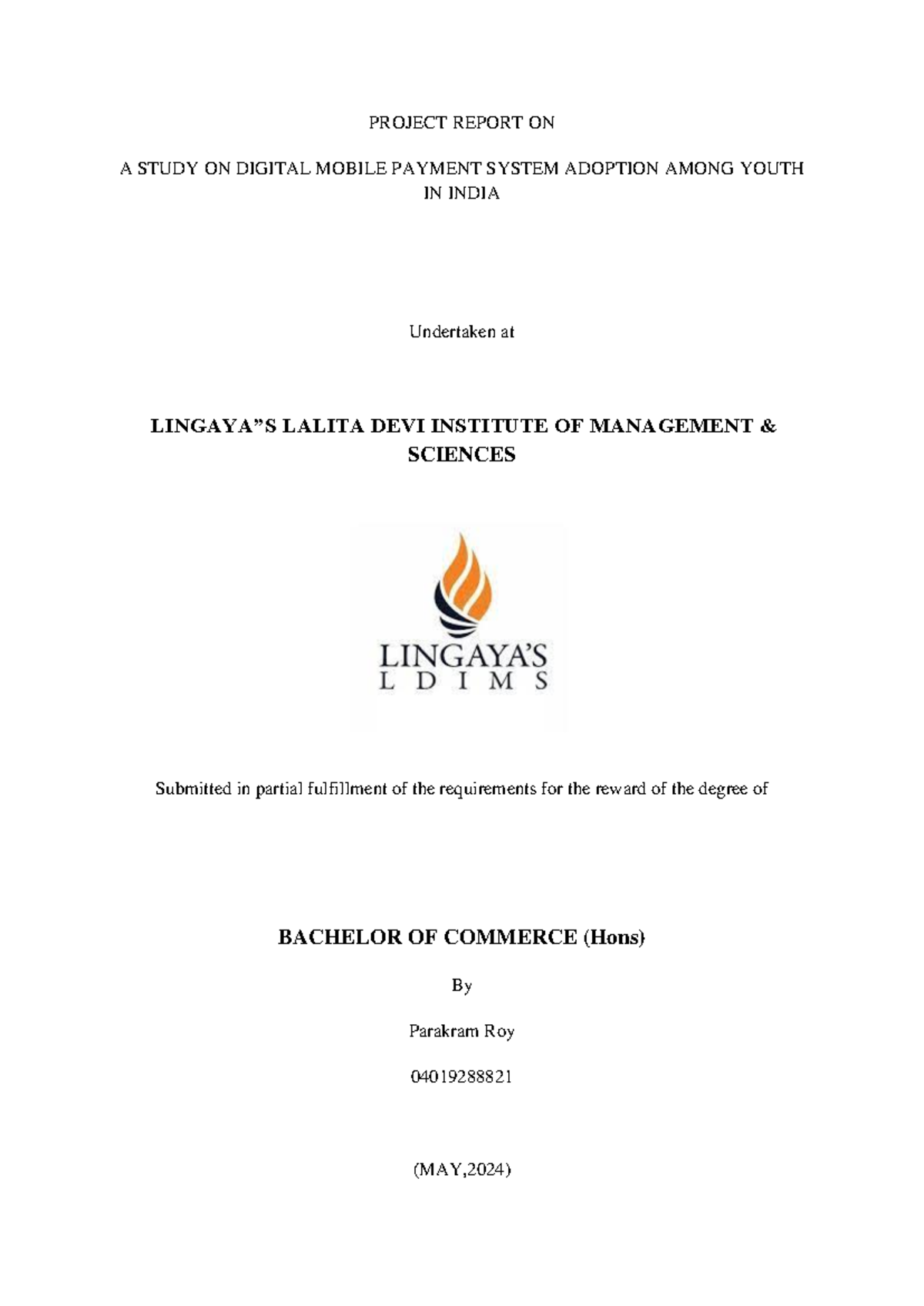 intro pages for ipu - PROJECT REPORT ON A STUDY ON DIGITAL MOBILE ...