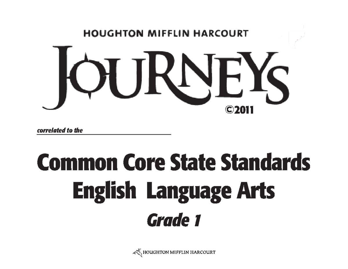 Journeys Common Core 1 - correlated to the Common Core State Standards ...