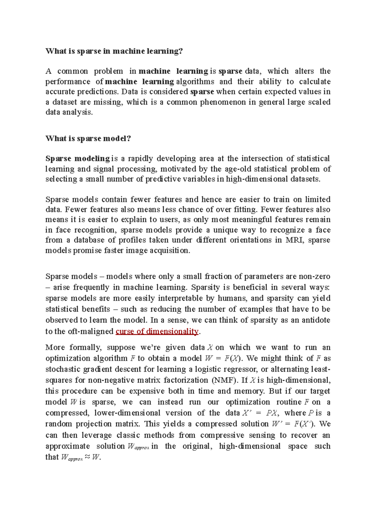 Copy of Share 23.2.4 MLA UNIT 4 - What is sparse in machine learning? A ...