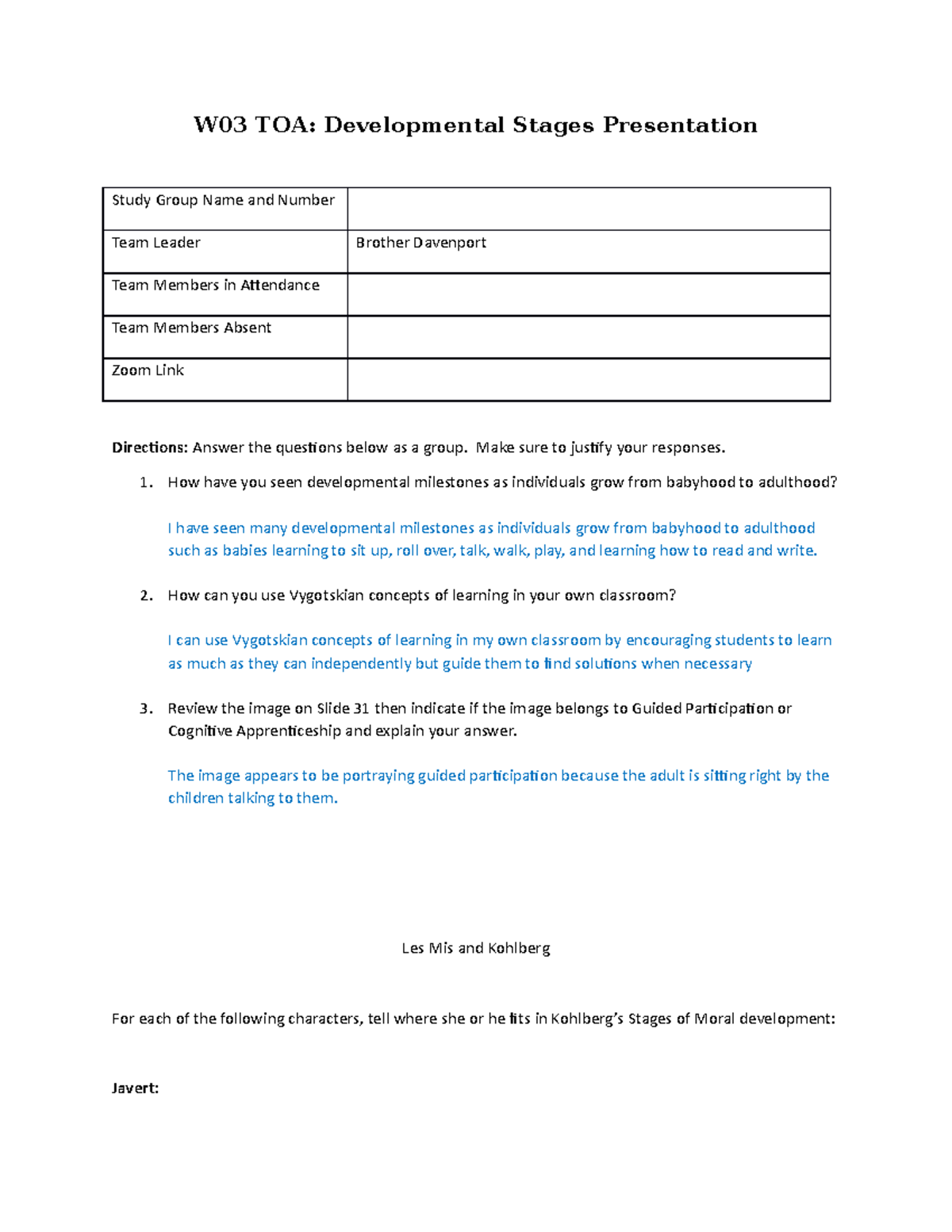 Developmental stages presentation - W03 TOA: Developmental Stages ...