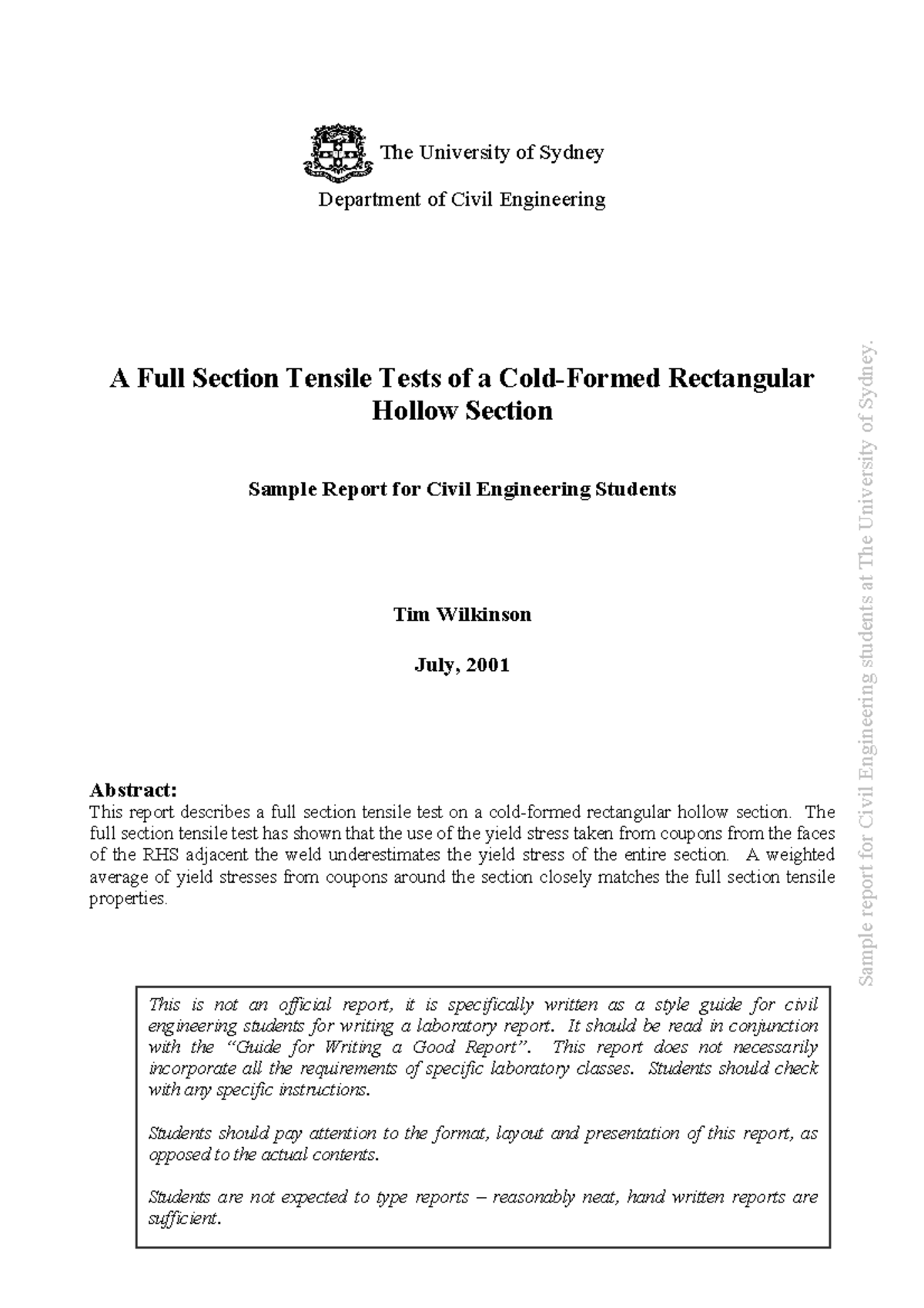 Civl2201 2021 laboratory sample report - Sample report for Civil ...