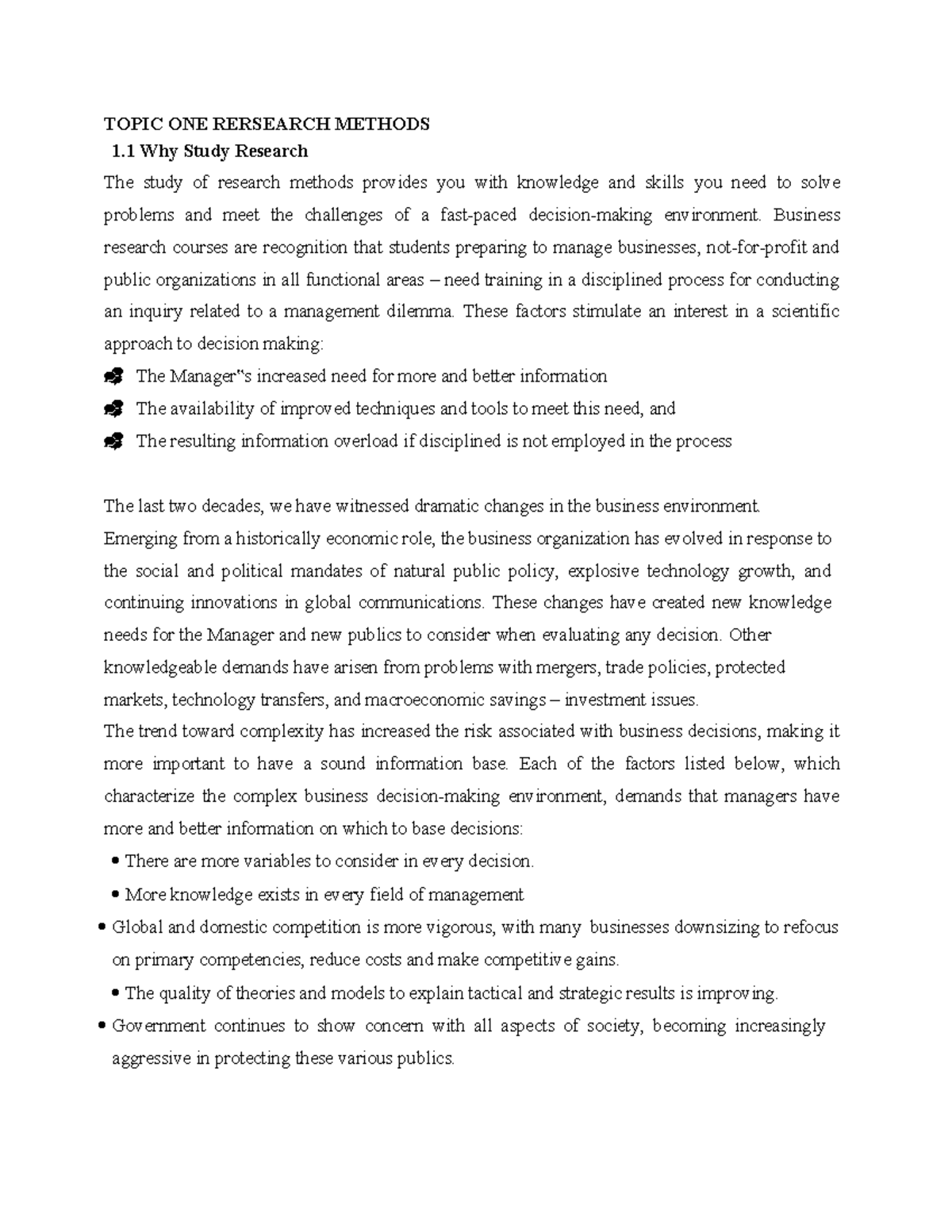 Topic ONE Research Methods - TOPIC ONE RERSEARCH METHODS 1 Why Study ...