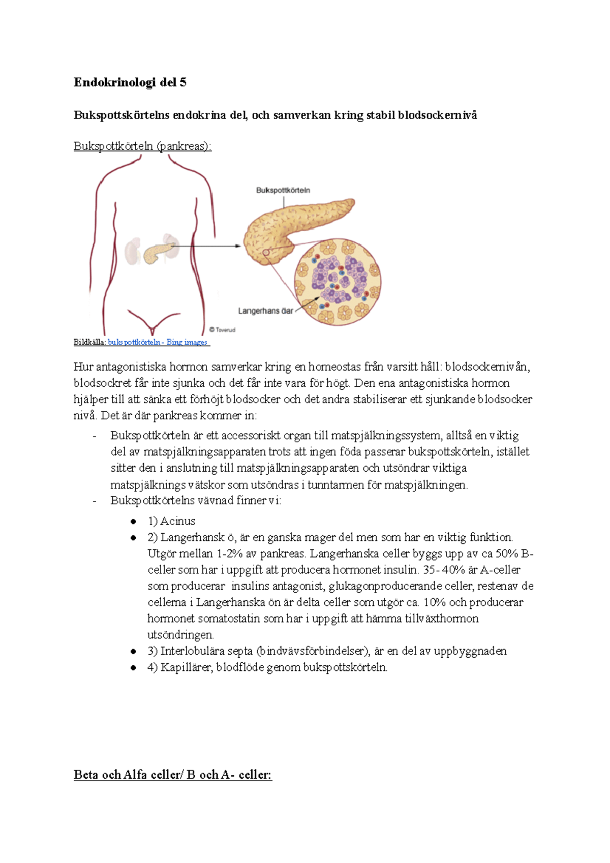 Endokrinologi del 5 och 6 - Endokrinologi del 5 Bukspottskörtelns ...