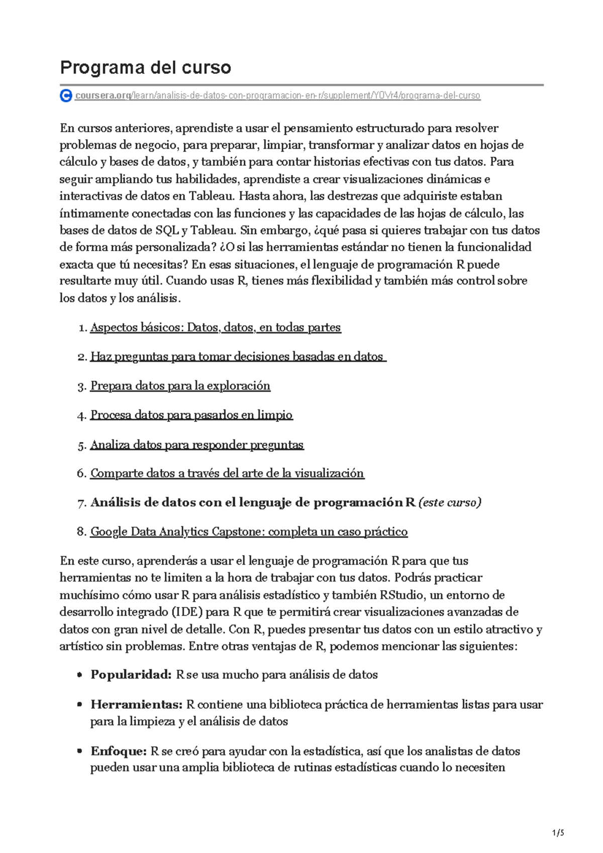 1coursera.org-Programa del curso - Programa del curso coursera - Studocu