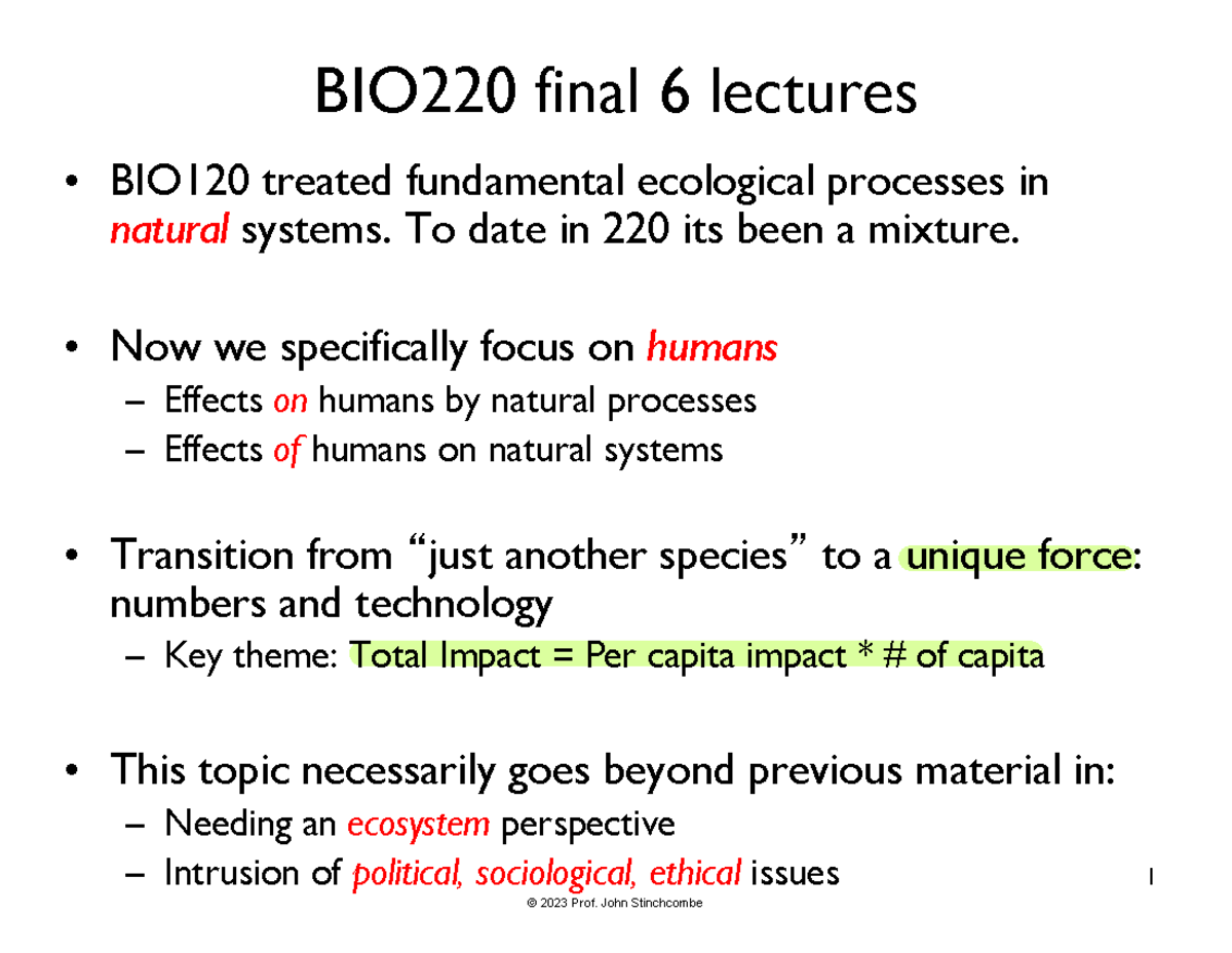 BIO220 W4 - notes from week 4 lecture 1 - BIO220 final 6 lectures ...