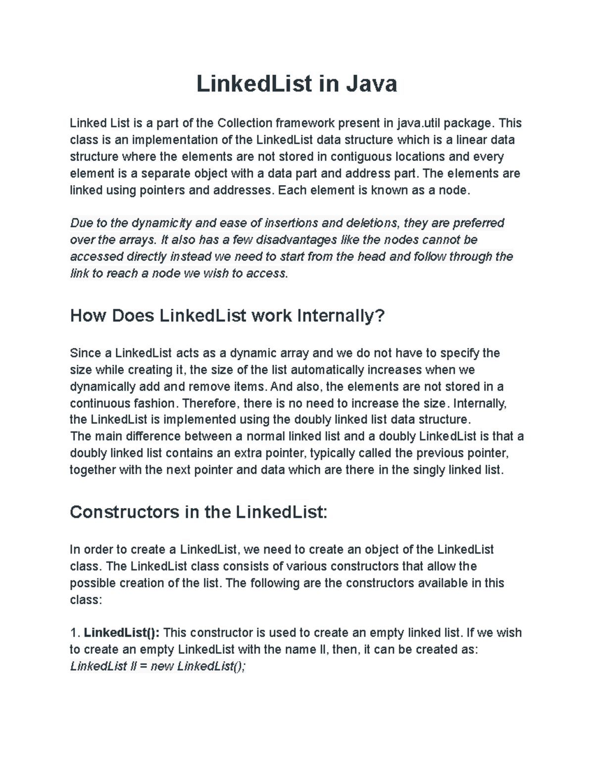 Linked List In Java Linkedlist In Java Linked List Is A Part Of The Collection Framework 3922
