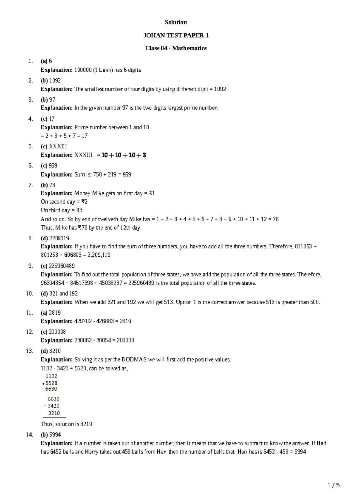 Solution-531163 - Nil - Solution JOHAN TEST PAPER 1 Class 04 ...