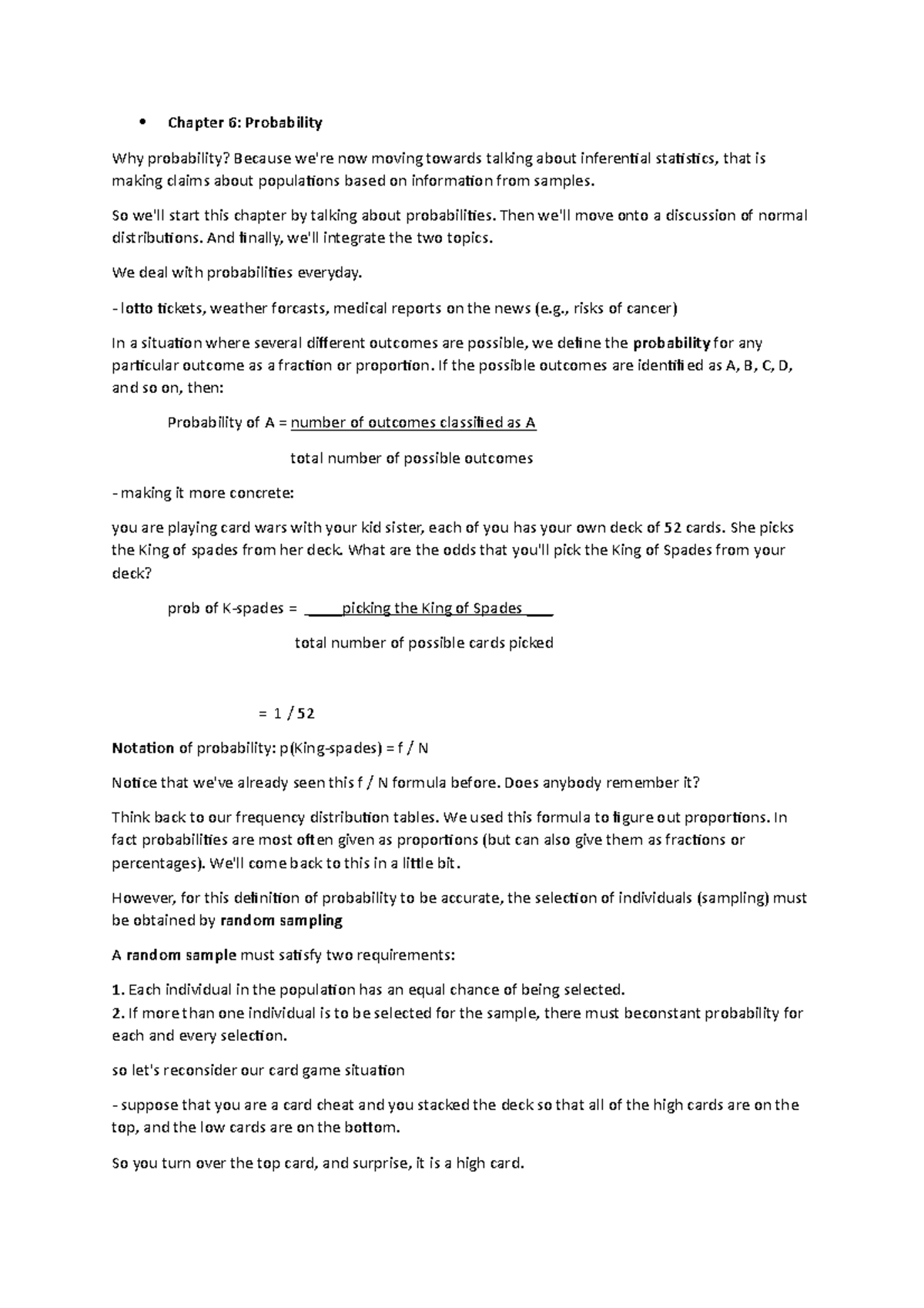Probability - Lecture notes 6 - Chapter 6: Probability Why probability ...