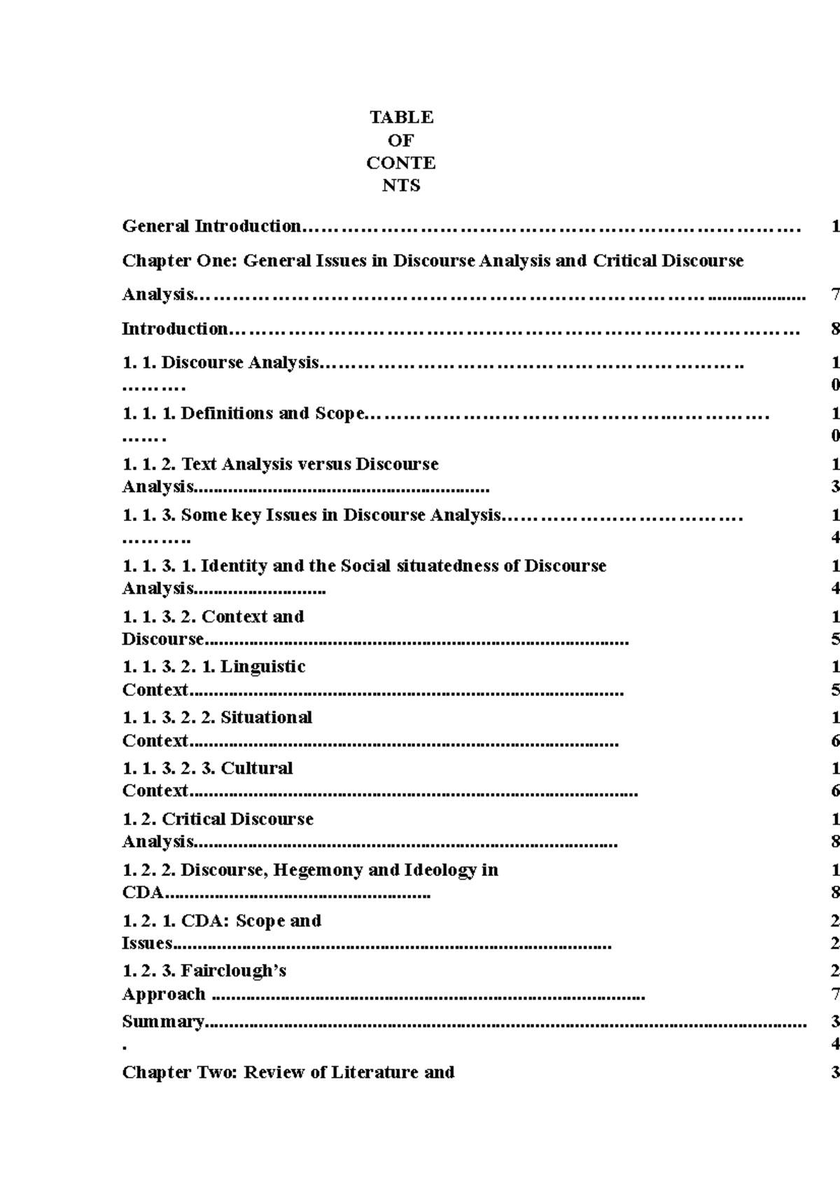Outline - TABLE OF CONTE NTS General - Studocu
